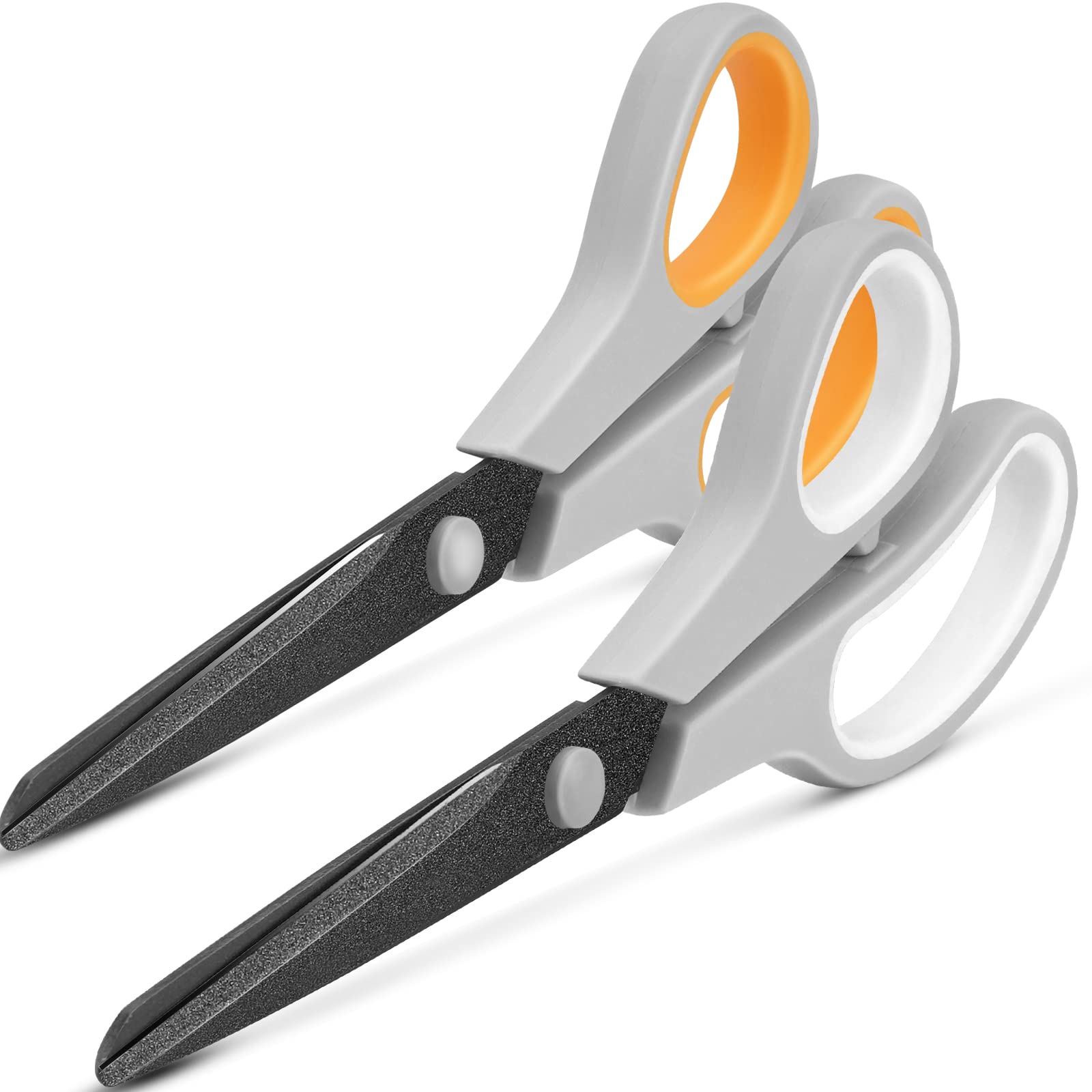 2 Pack 8 inch Scissors, Forvencer Non-Stick Titanium Scissors, Sharp Heavy Duty Scissors with Comfort Grip, All-Purpose Scissors for Kitchen Home School Office, Craft Scissors for Art DIY