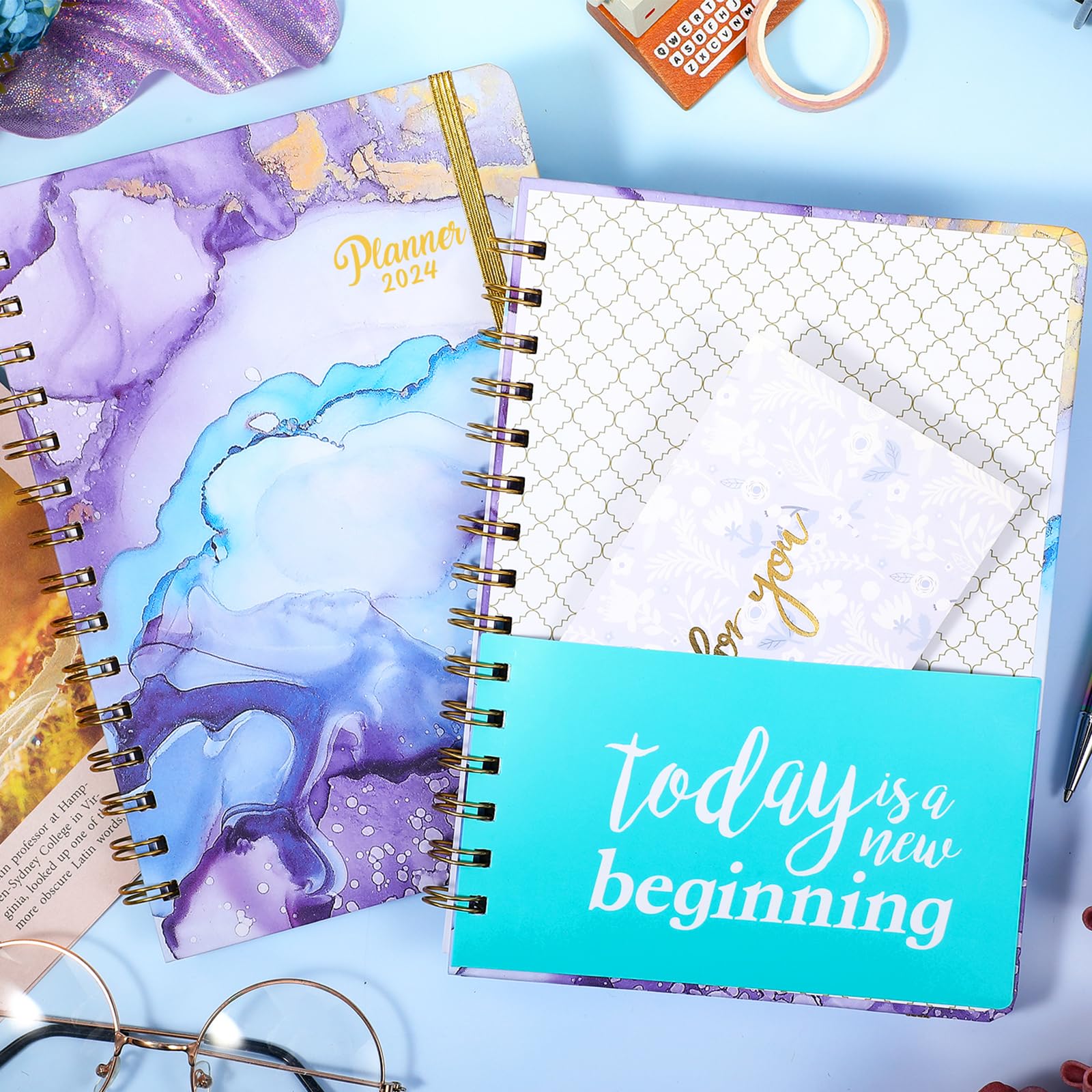 2023 Planner – Weekly and Monthly Planner 2023, Jan 2023 – Dec 2023, 2023 Weekly Monthly Planner with Monthly Tab, 8.4" x 6.3", Hardcover, Twin-Wire Binding, Thick Paper, Back Pocket, Elastic Closure