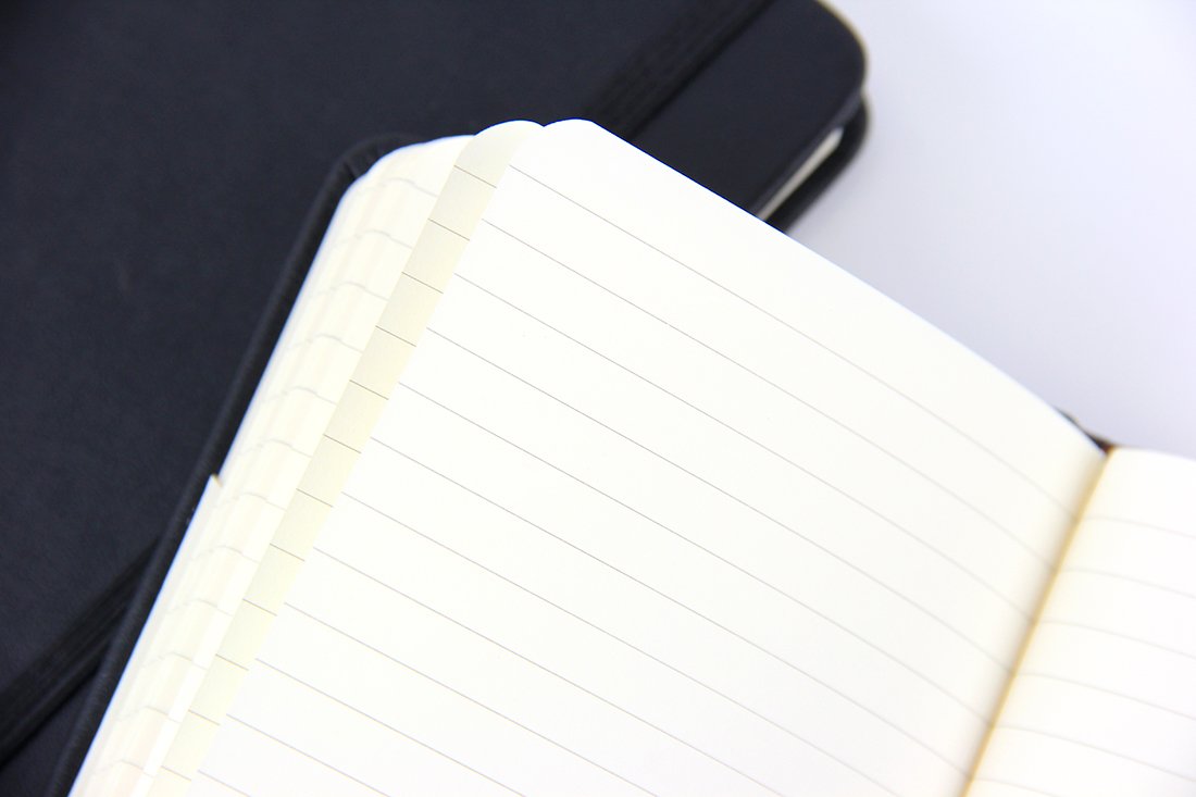 (2-Pack) Pocket Notebook 3.5" x 5.5", Small Hardcover Journal with Pen Holder, Inner Pockets, 100gsm Thick Ruled/Lined Paper, Black