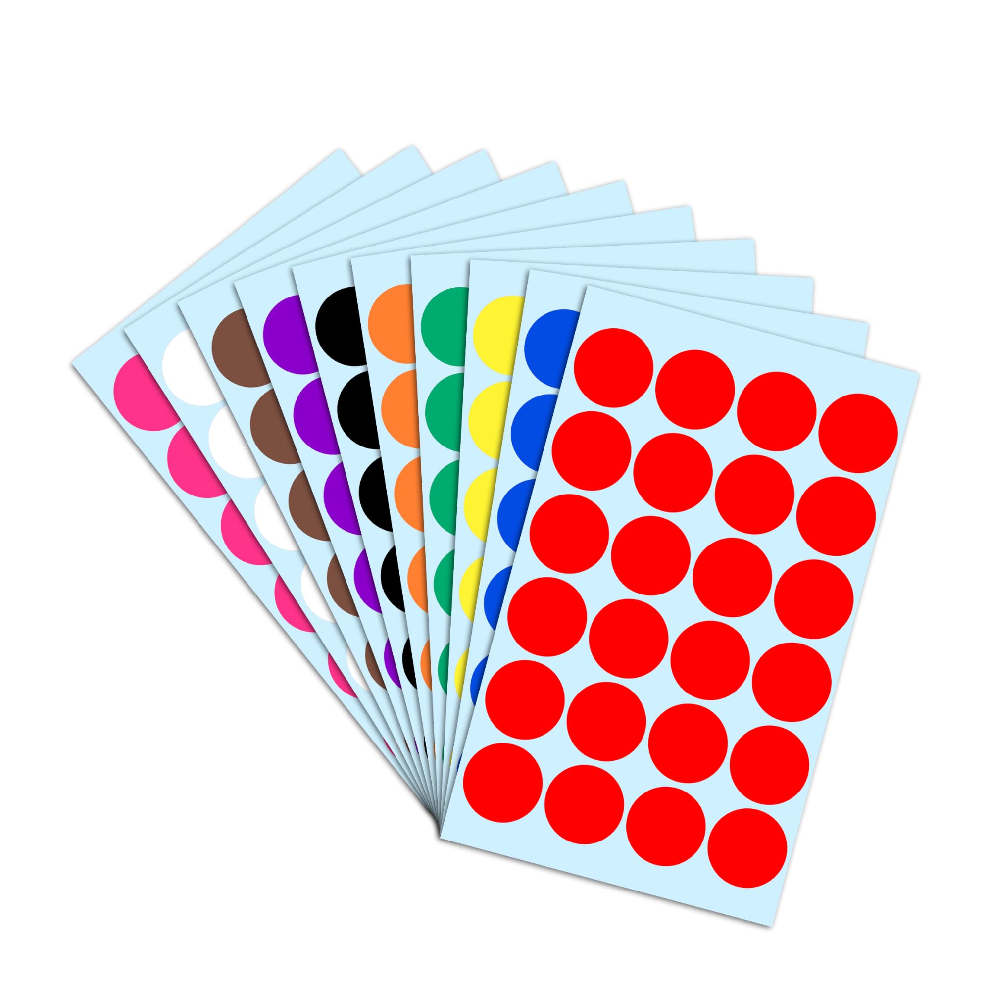 1200 Pack, 1" Round Colored Dot Stickers Labels - 10 Assorted Colors