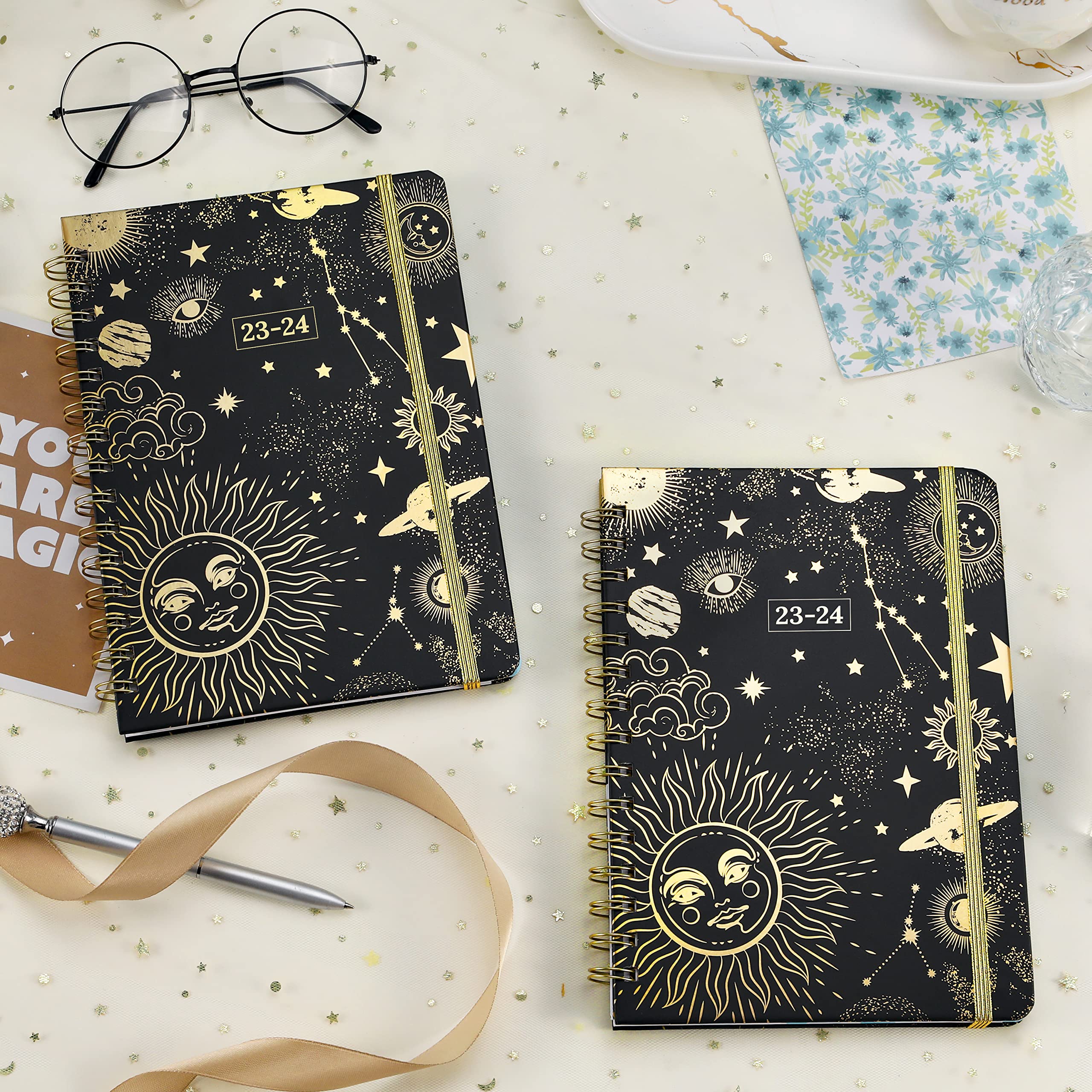 Planner 2023-2024 - Academic Planner 2023-2024, Jul 2023 - Jun 2024, 2023-2024 Planner Weekly and Monthly with Tabs, 6.1" x 8.7", Hardcover with Back Pocket + Thick Paper + Twin-Wire Binding, Daily Organizer - Black