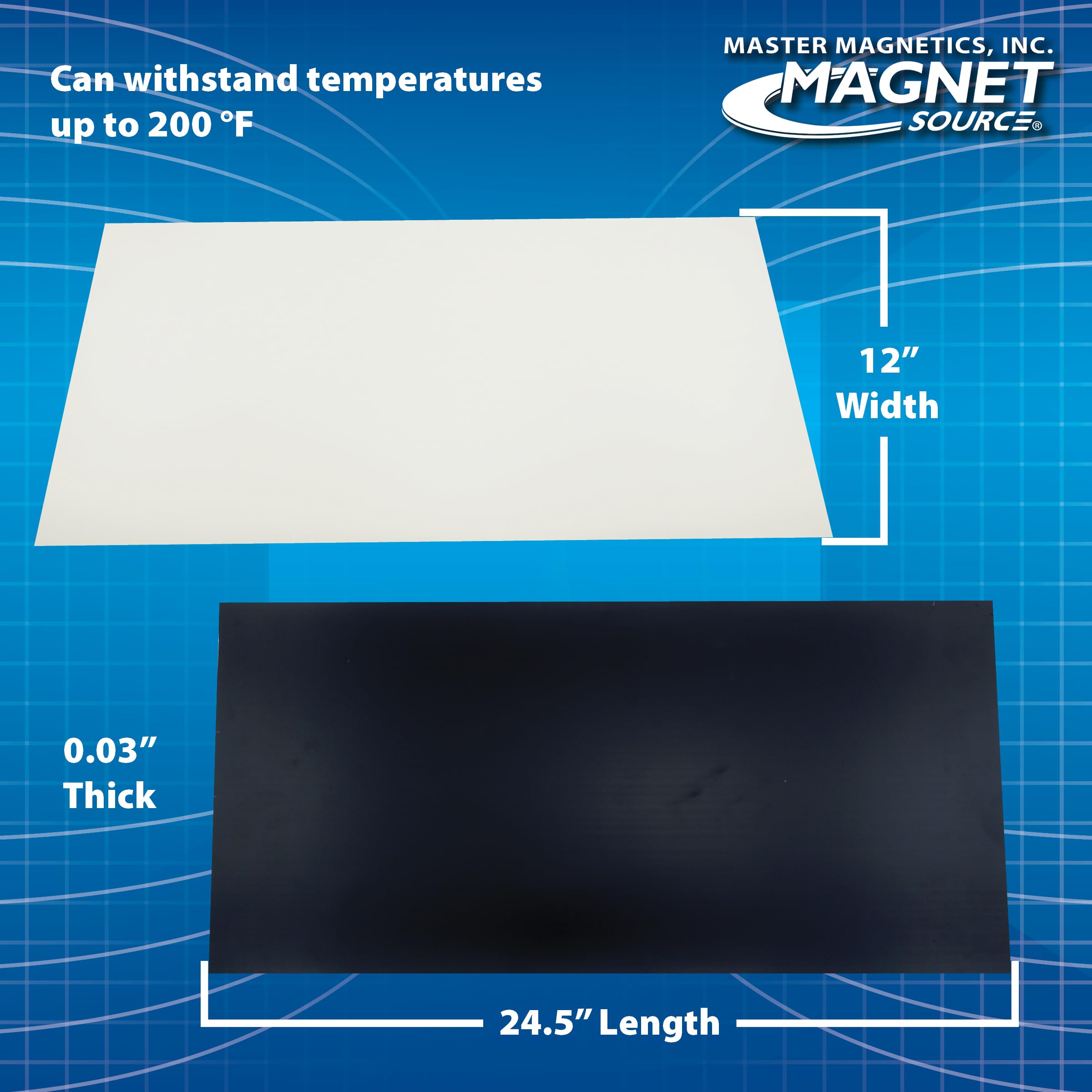 Master Magnetics - B005HY9KDM Magnet Sheet, Magnetic Paper, 12" Wide, 24" Long, White Vinyl Back, 08505