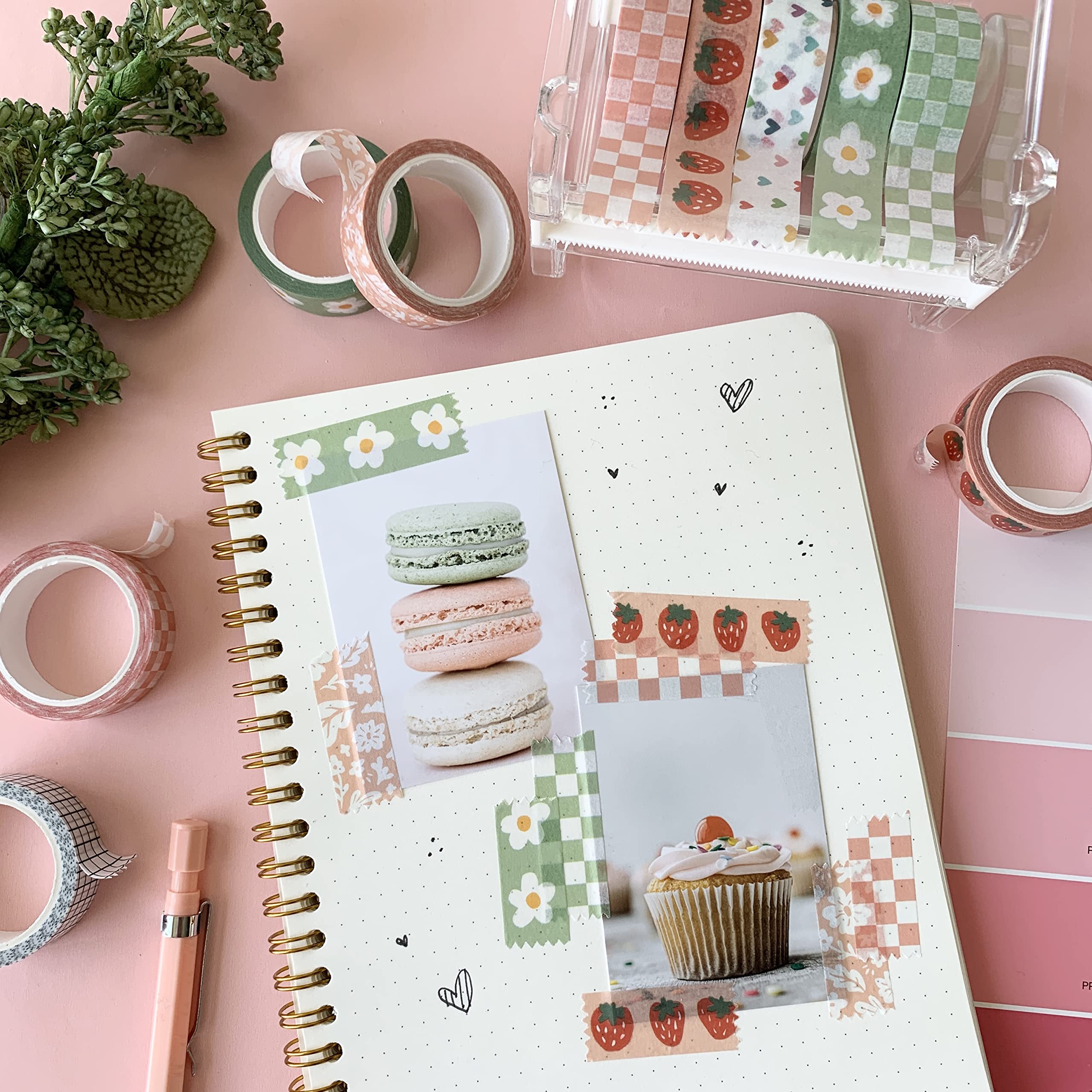 ZYNSHE Washi Tape Set, 16 Rolls of 15 mm Wide (7 m Long), Cute Decorative Tape for Scrapbooking, Bullet Journals, Planner Supplies