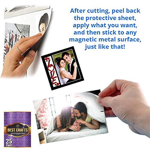 JH Best Crafts Adhesive Magnetic Sheets | Flexible Magnet with Adhesive Backing | 8 x 10 Inch Magnets for Crafts and Pictures | Cut to Any Size | Pack of 25