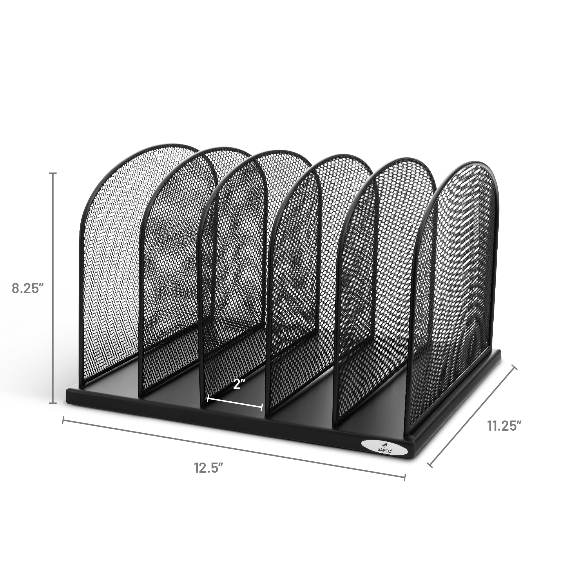 Safco Products Onyx Mesh 5 Sort Vertical Desktop Organizer 3256BL, Black Powder Coat Finish, Durable Steel Mesh Construction