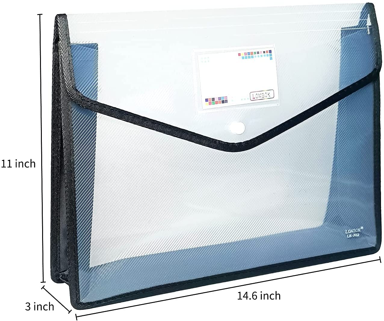 YoeeJob Plastic File Folders Legal Size Expandable Document Folder with Snap Button Closure, B4 Expanding File Wallet Envelopes Pouch with Label Pocket, 2 Packs, Black