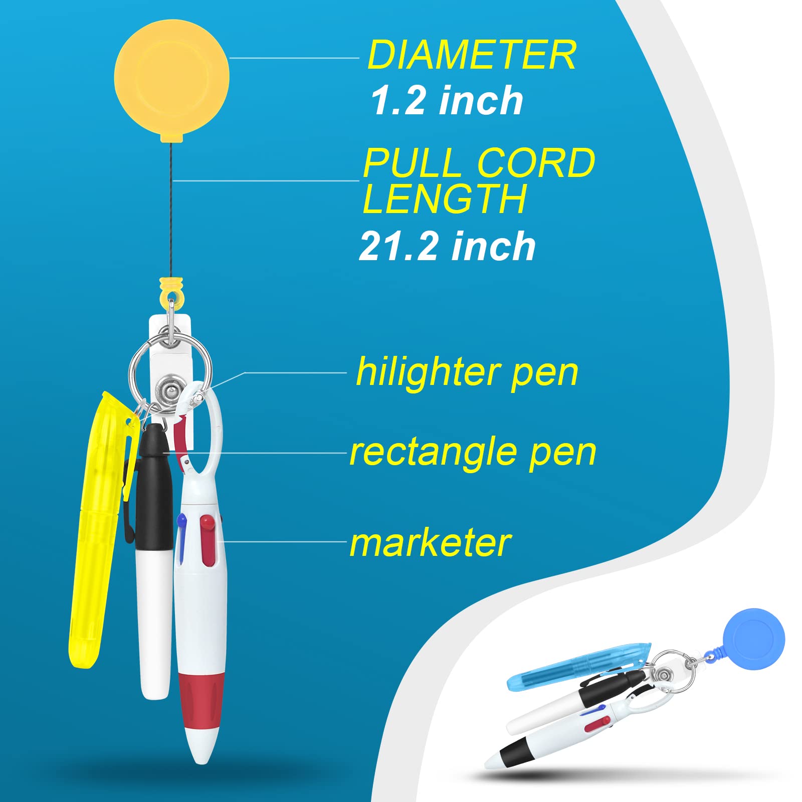 24 pieces Nurse pen set Nurse Pen Pack include 6 pieces Tip Highlighter 6 pieces Permanent Marker Pen And 6 pieces Retractable Ball Pen With 6 pieces Nurse Badge Clip Retractable ID Name Reels