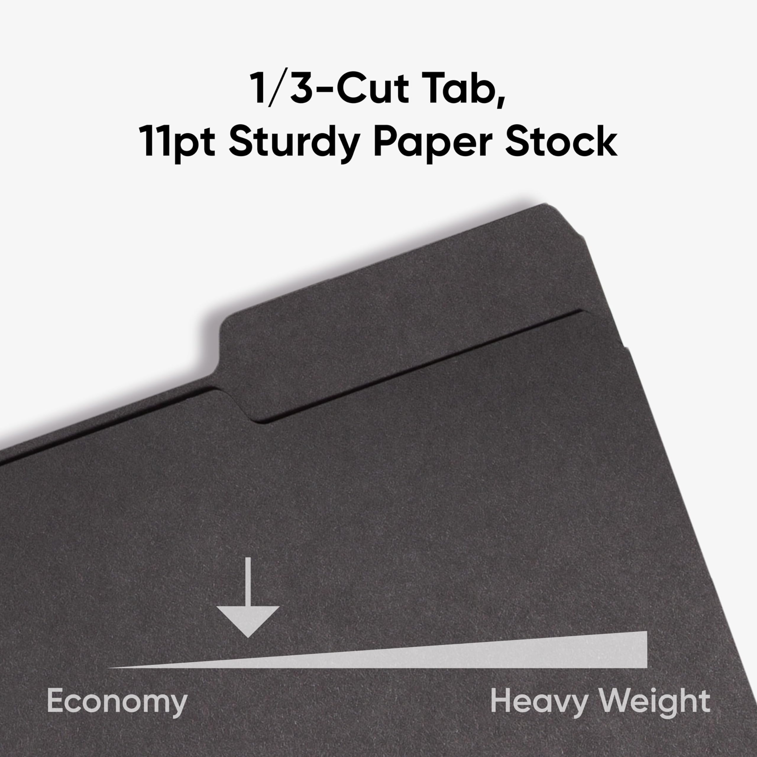 Smead Interior File Folder, 1/3-Cut Tab, Letter Size, Black, 100 per Box (10243)