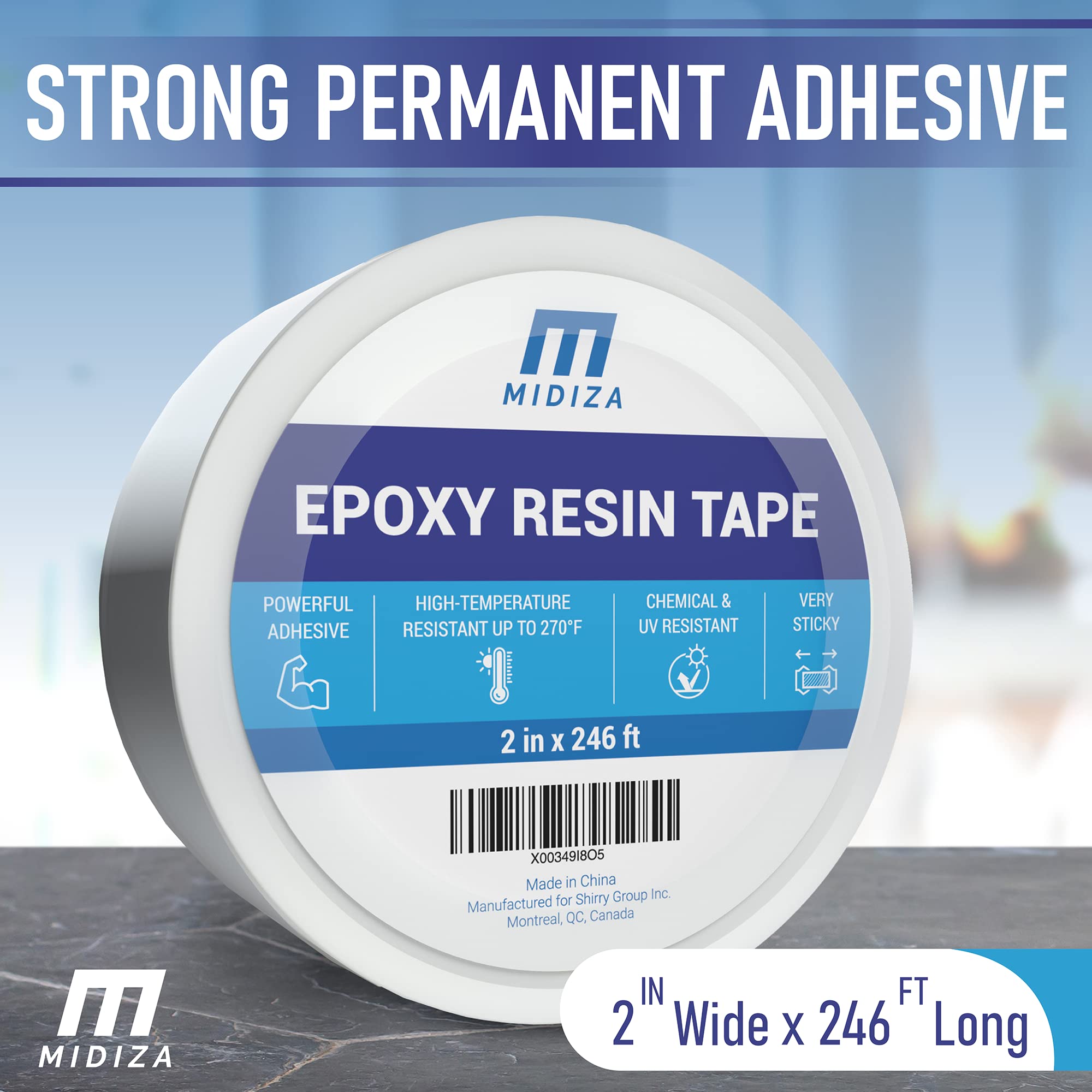 Midiza Resin Tape for Epoxy Resin Molding - High Temperature Resistant Thermal Silicone Adhesive Tape - Easy Peel Epoxy Release Tape for River Tables & Crafts - 2 in Wide 246 ft Long Epoxy Resin Tape