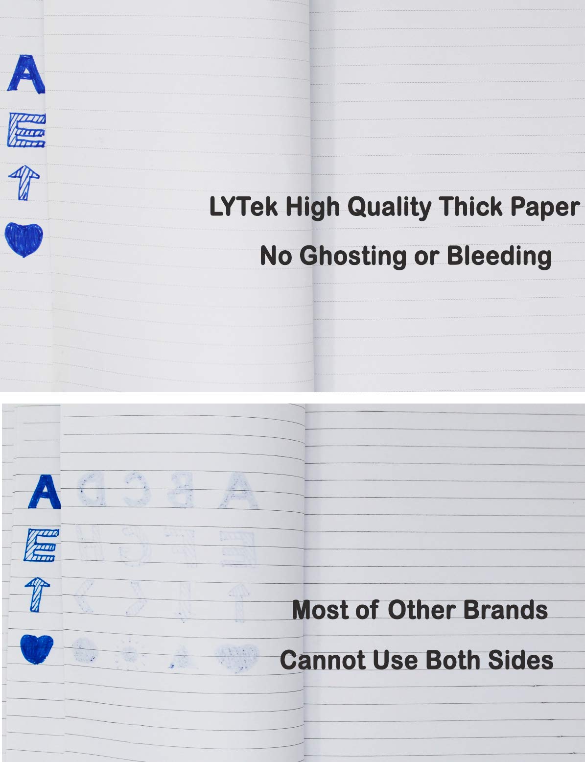 LYTek Faux Leather Lined Journal Notebooks with 120 GSM, Hardcover Executive Notebook, 5.25 x 8.25 inches for Writing - Date Marked, Inner Pocket, Ribbon Mark & Elastic Closure (Black, Pack of 2)