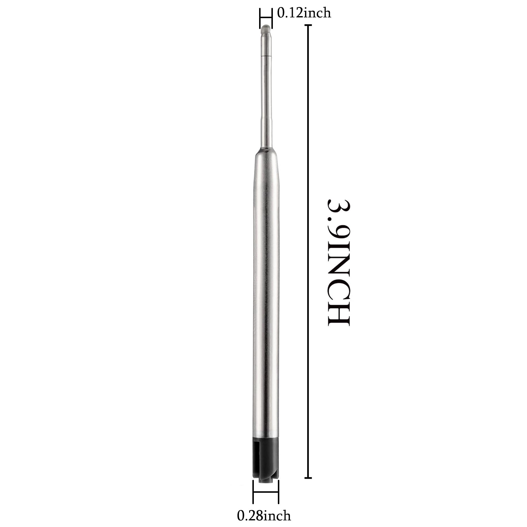 DunBong Black Ink Refill Pack of 5, Replaceable Ballpoint Pen Refills, Medium Point Metal Refill (Black)