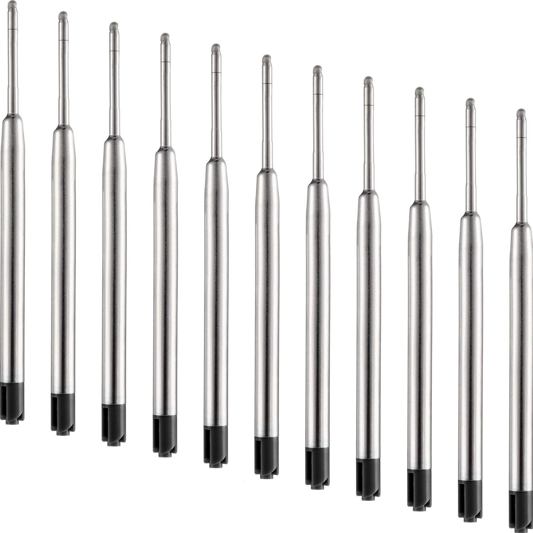 DunBong Black Ink Refill Pack of 5, Replaceable Ballpoint Pen Refills, Medium Point Metal Refill (Black)