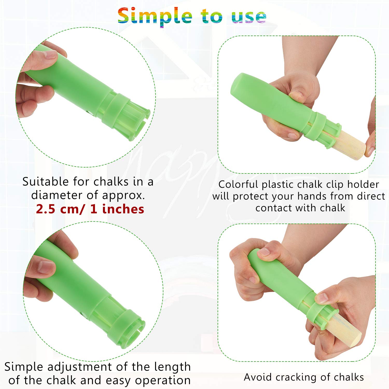 Sidewalk Chalk Holders Railroad Chalk Holder Plastic Adjustable Chalk Clip Holder for Teachers Students Office or Classroom (5)