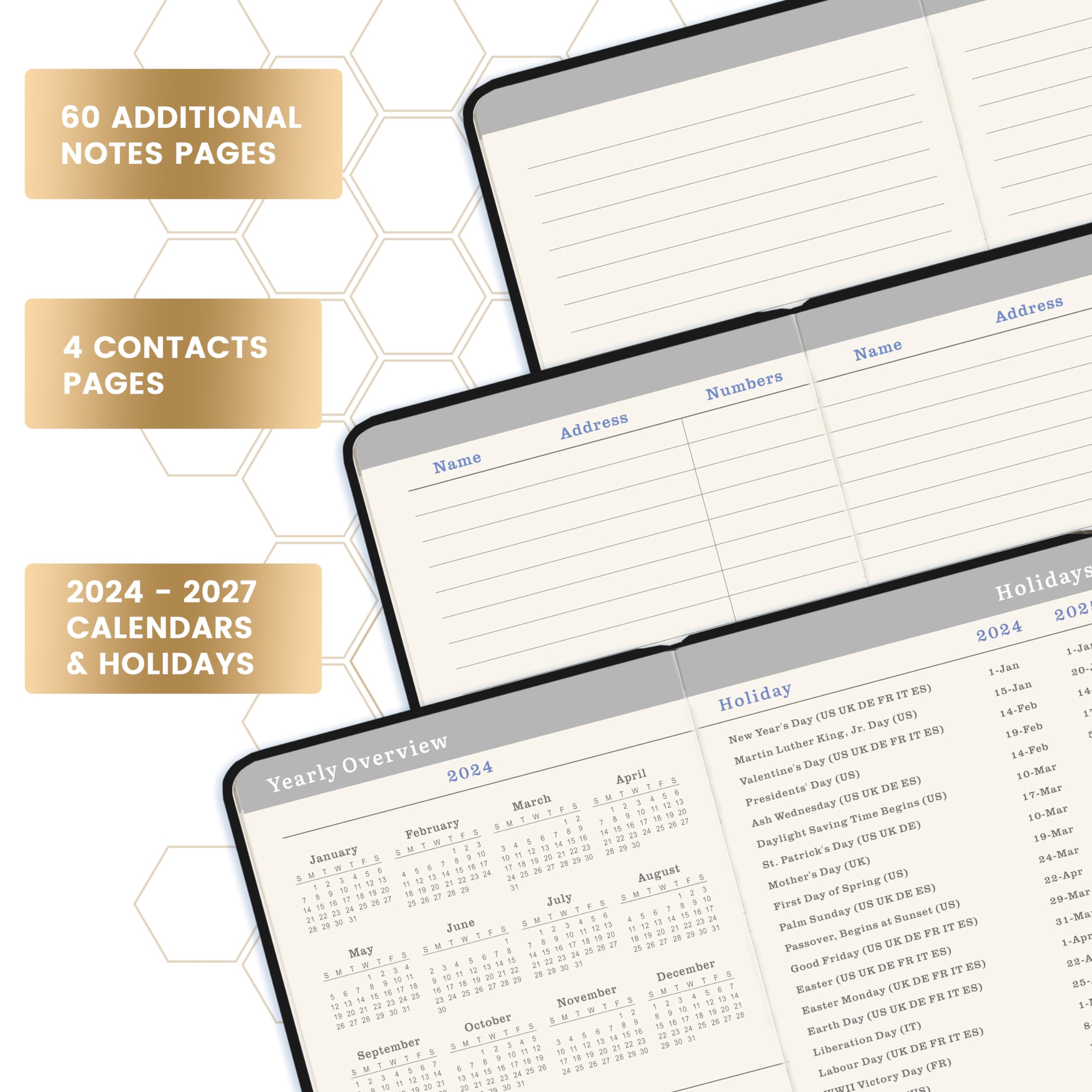 Pocket Planner 2023-2026 - 3 Year Monthly Planner 2023-2026, Jul.2023 - Jun.2026, 6.2" × 4", 3 Year Monthly Planner With 63 Note Page, 2 Bookmarks, Pen Loop, Inner Pocket, Perfect Organizer for Purse - Black Bee