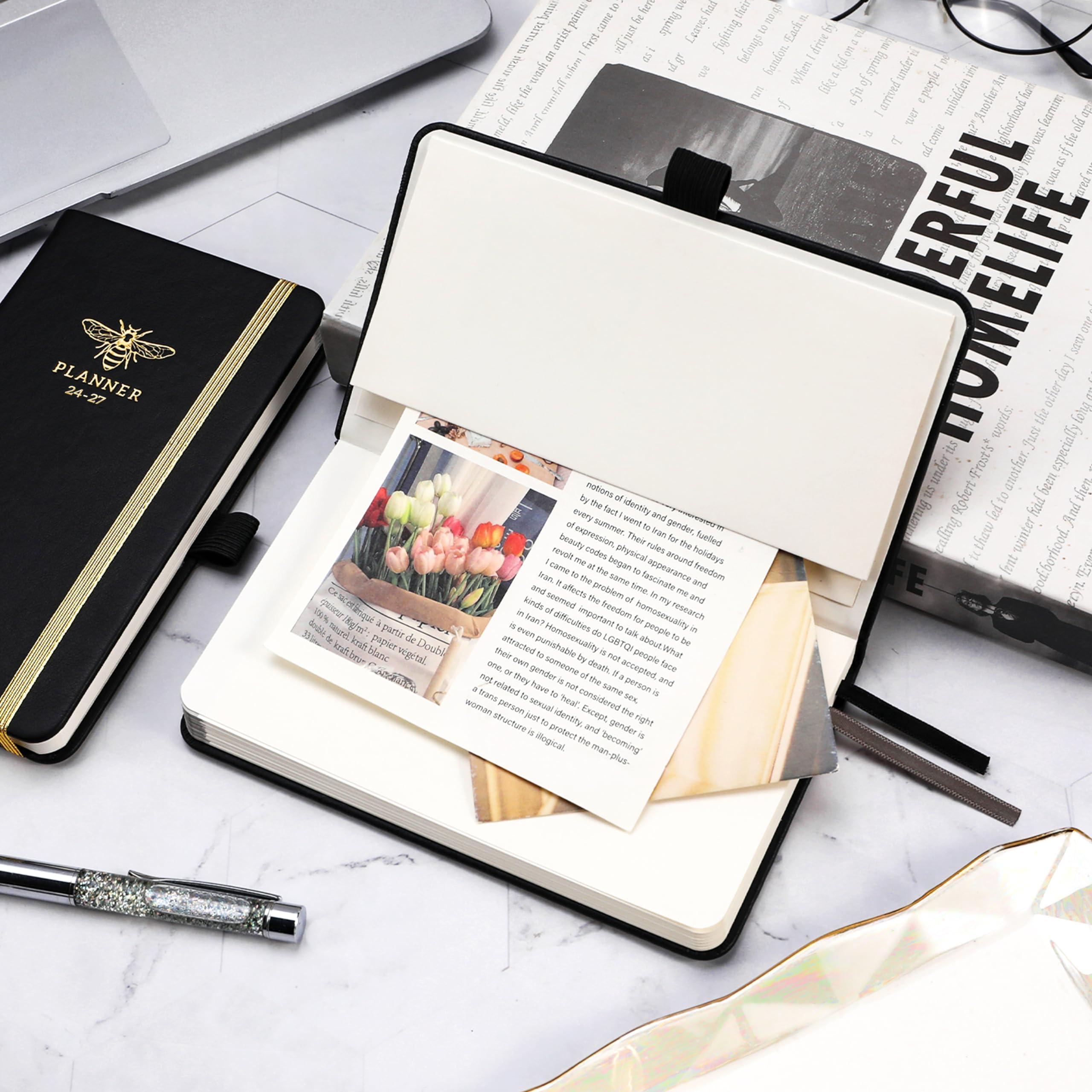 Pocket Planner 2023-2026 - 3 Year Monthly Planner 2023-2026, Jul.2023 - Jun.2026, 6.2" × 4", 3 Year Monthly Planner With 63 Note Page, 2 Bookmarks, Pen Loop, Inner Pocket, Perfect Organizer for Purse - Black Bee