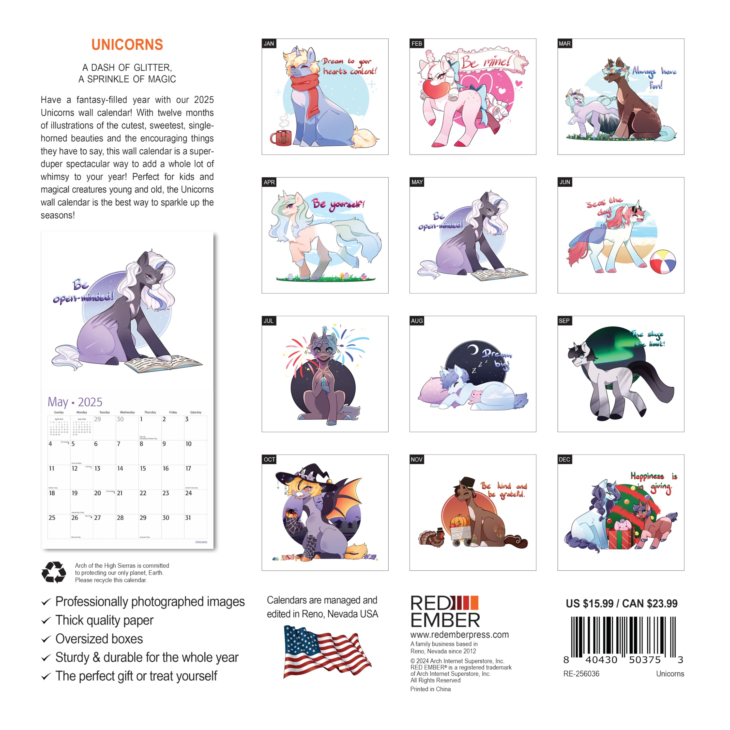 RED EMBER Baby Animals 2023 Hangable Monthly Wall Calendar | 12" x 24" Open | Thick & Sturdy Paper | Giftable | Kids Adorable Animals