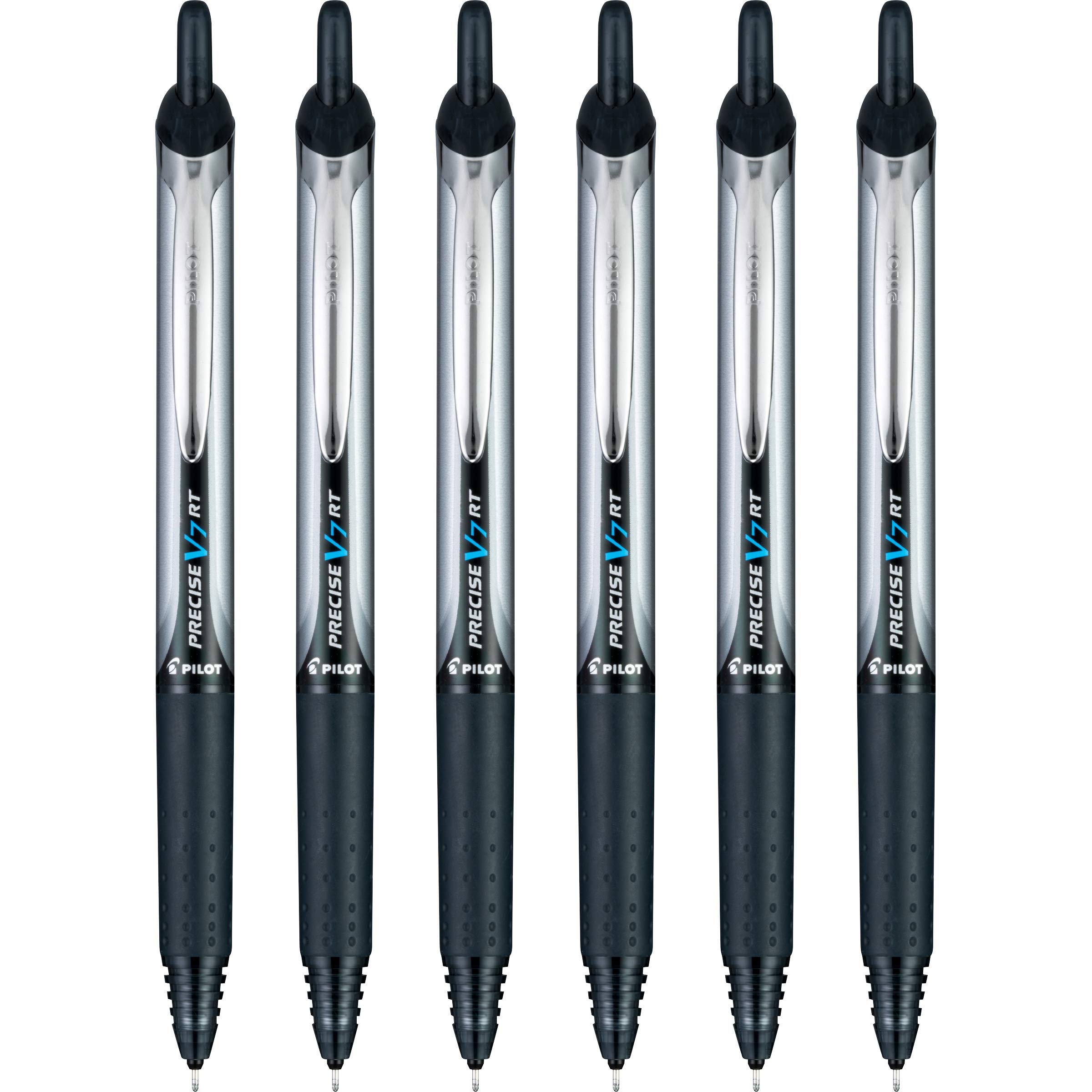 PILOT Pen 13616 Precise V7 RT Refillable & Retractable Liquid Ink Rolling Ball Pens, Fine Point (0.7mm) Black Ink, 6-Pack