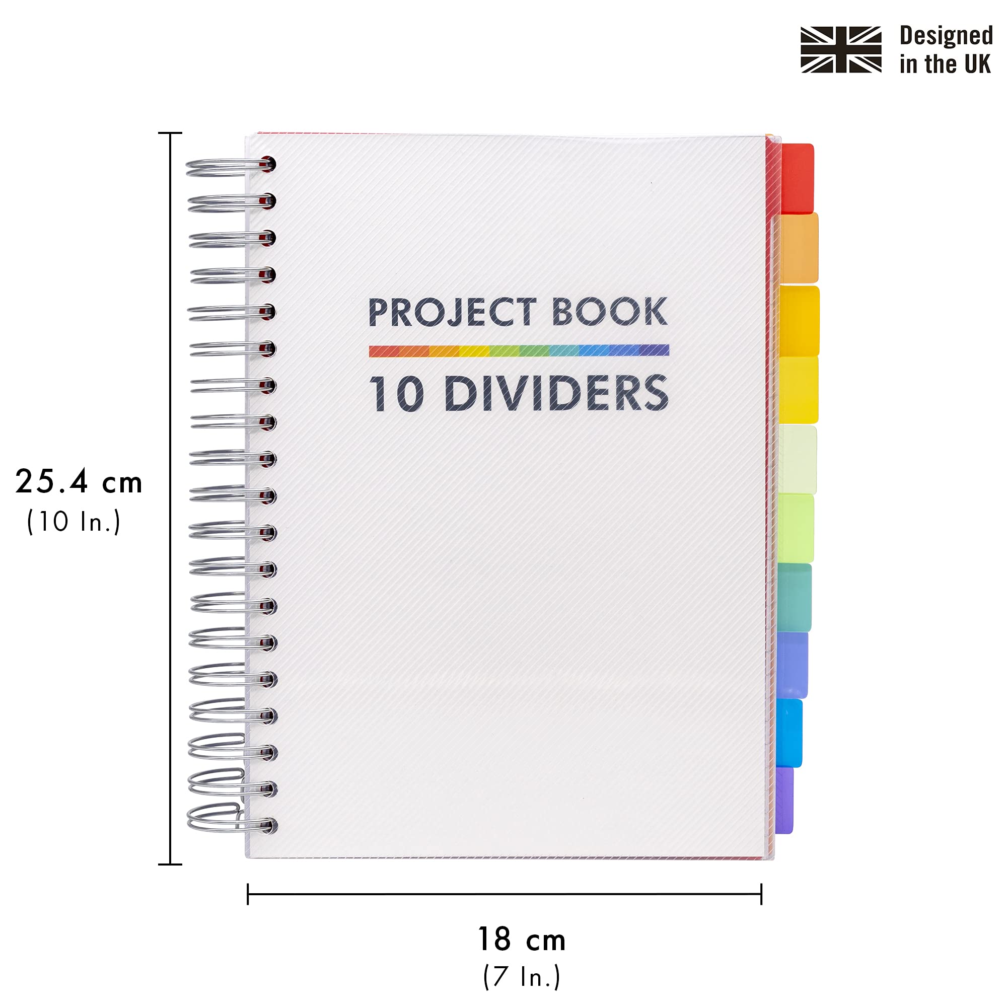 Pukka Pad B5 Subject Notebook with 10 Repositionable Dividers for Organization β 400 Perforated Pages of 80GSM Paper β 200 Sheet Notebook for School, Office, and Home β White, 7.48 x 9.84in