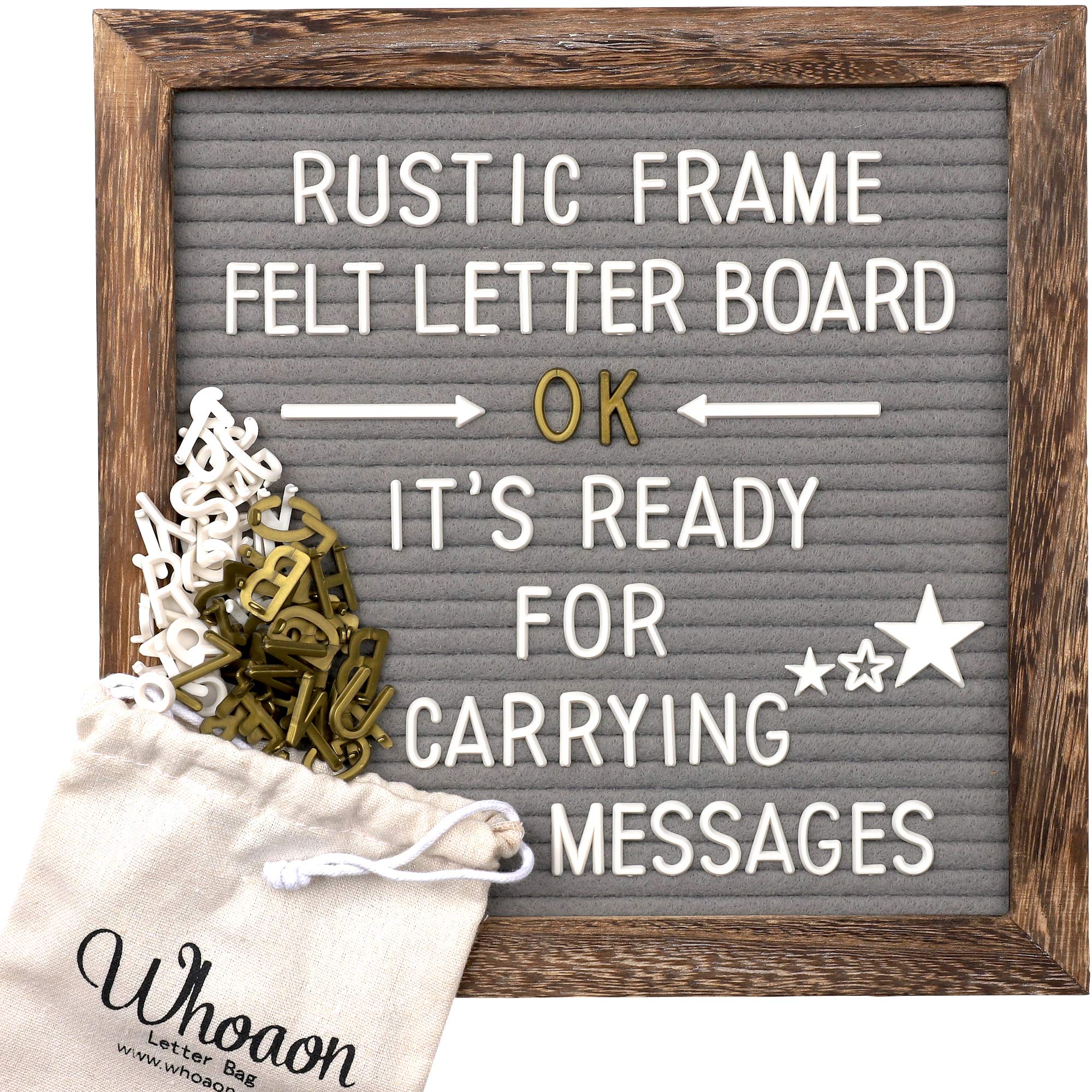 Rustic Wood Frame Gray Felt Letter Board 10x10 inch with Letters, Stand, Scissors SetĀ |Ā Baby Announcement Sign |Ā First Day Of School BoardĀ |Ā Message Board for ClassroomĀ |Ā Rustic Letter Board Sign with Changeable Letters