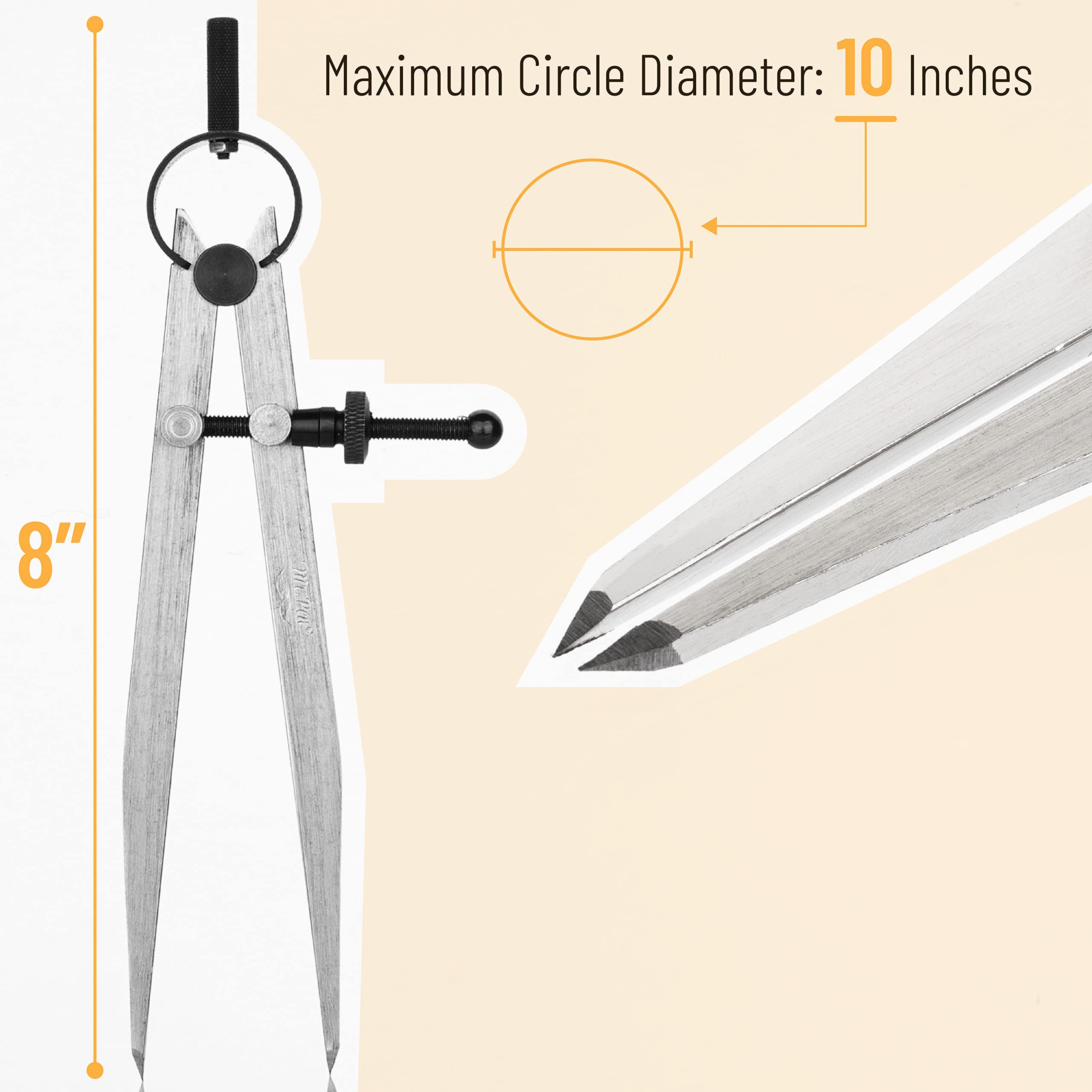 Mr. Pen- Adjustable Divider Leather Compass, 8 Inch, Lockable Metal Compass, Wing Dividers for Leather, Woodworking Compass, Compass for Woodworking, Large Compass for Woodworking, Wing Divider