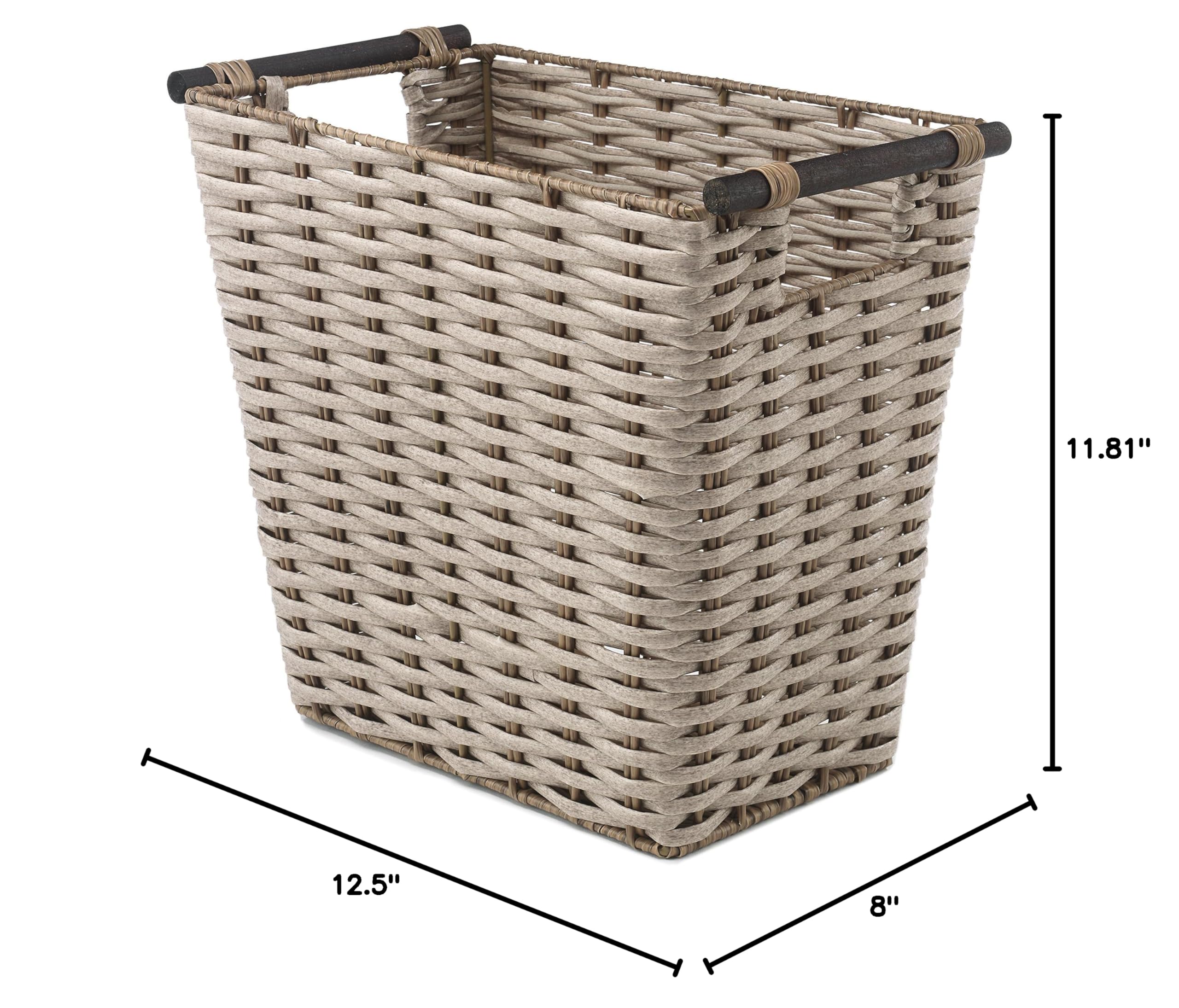 Whitmor Waste Basket with Wood Handles