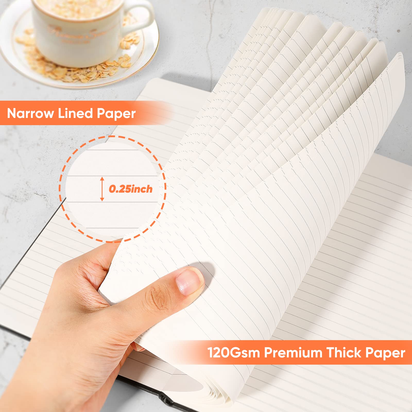 Huhuhero 10 Pack Notebooks Journal, Ruled Notebook, Premium Thick Paper Lined Journal, Black Hardcover Notebook for Office Home School Business Writing Note Taking Journaling, 5"×8.25"