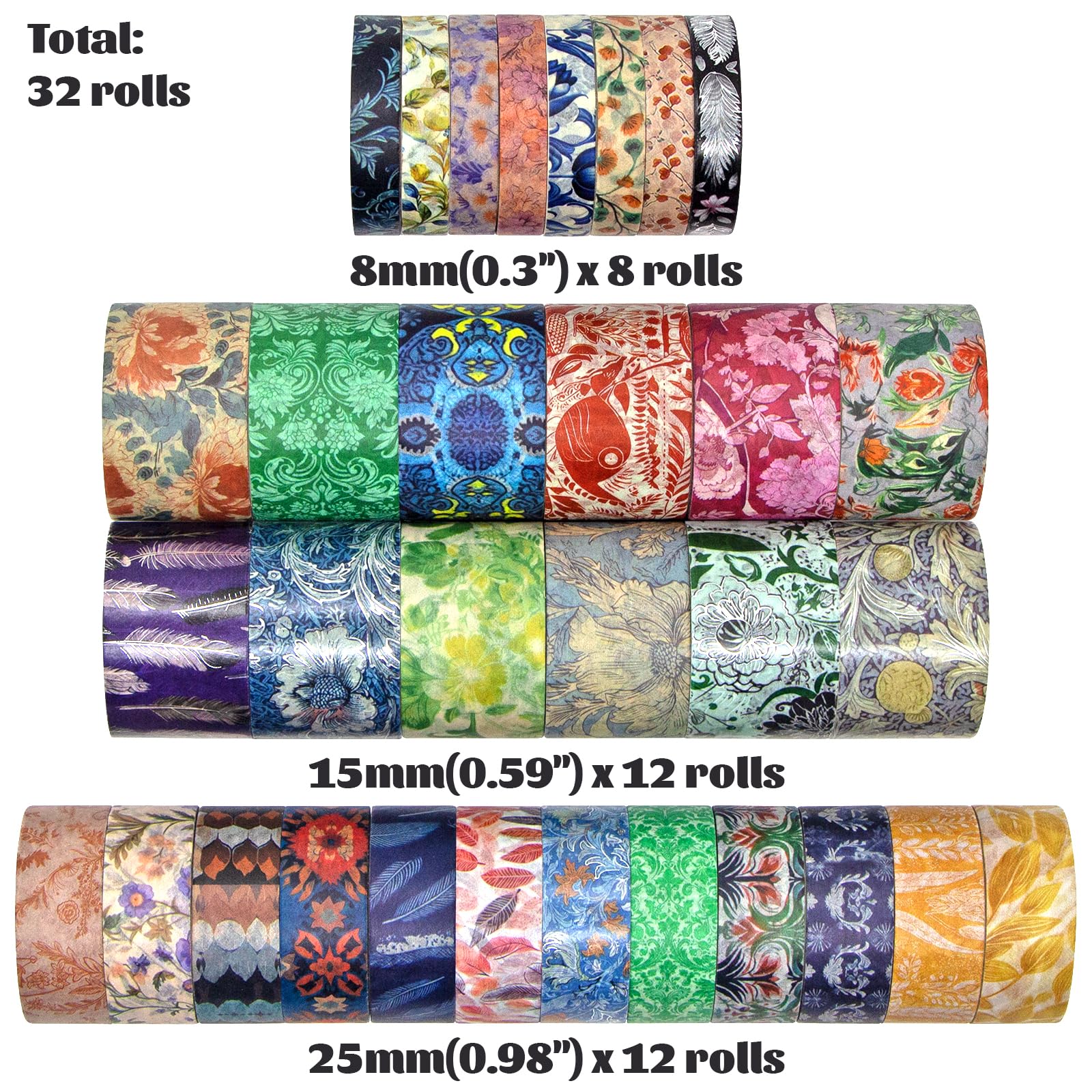48 Rolls Washi Tape Set,Decorative Masking Adhesive Tape for DIY Crafts and Gift Wrapping,Beautify Bullet Journals ,Planners by KOVANO