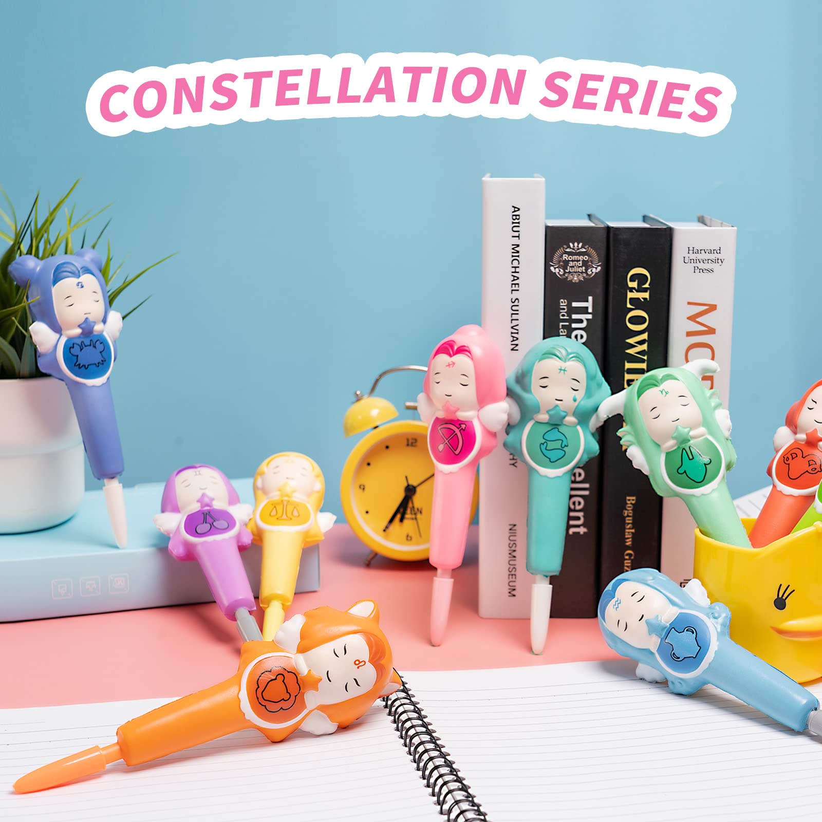 LemoHome Cute Pens squishy pens gel ink Animals Pens cute stationary Kawaii Pens Decompression Stress Relief Sponge Pens Set For Students Kids With Replacement Refills (Black)