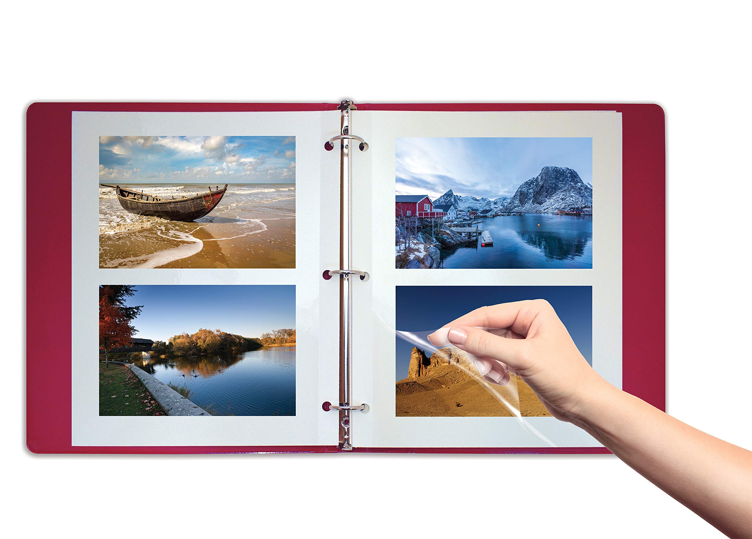 50 Count Photo Mounting Sheets, 11 x 9 Inches, Double-Sided, 3-Hole Punched, by Better Office Products, Refill Photo Album Sheets, Replacement Photo Album Sheets, Box of 50