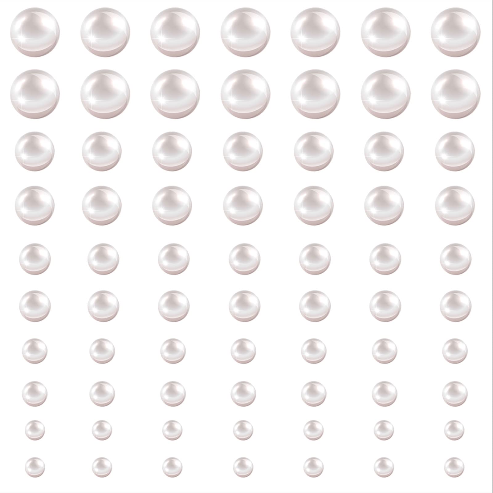 Outus Hair Pearl Stickers on Face Self-Adhesive Hair Gems Accessories Pearls Sticker Sheets for Wedding Bride Crafts Flat Back Pearl Assorted Size, 700 Pieces