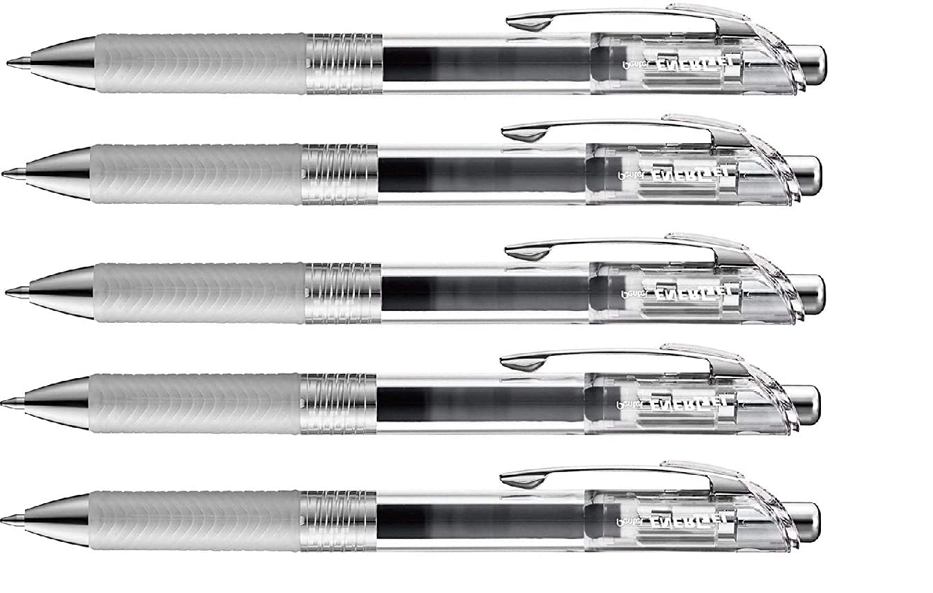 Pentel Energel Infree Gel Ink Ballpoint Pen 0.5mm, Needle Tip, Black Ink, 5 Pen Set(Japan Import)