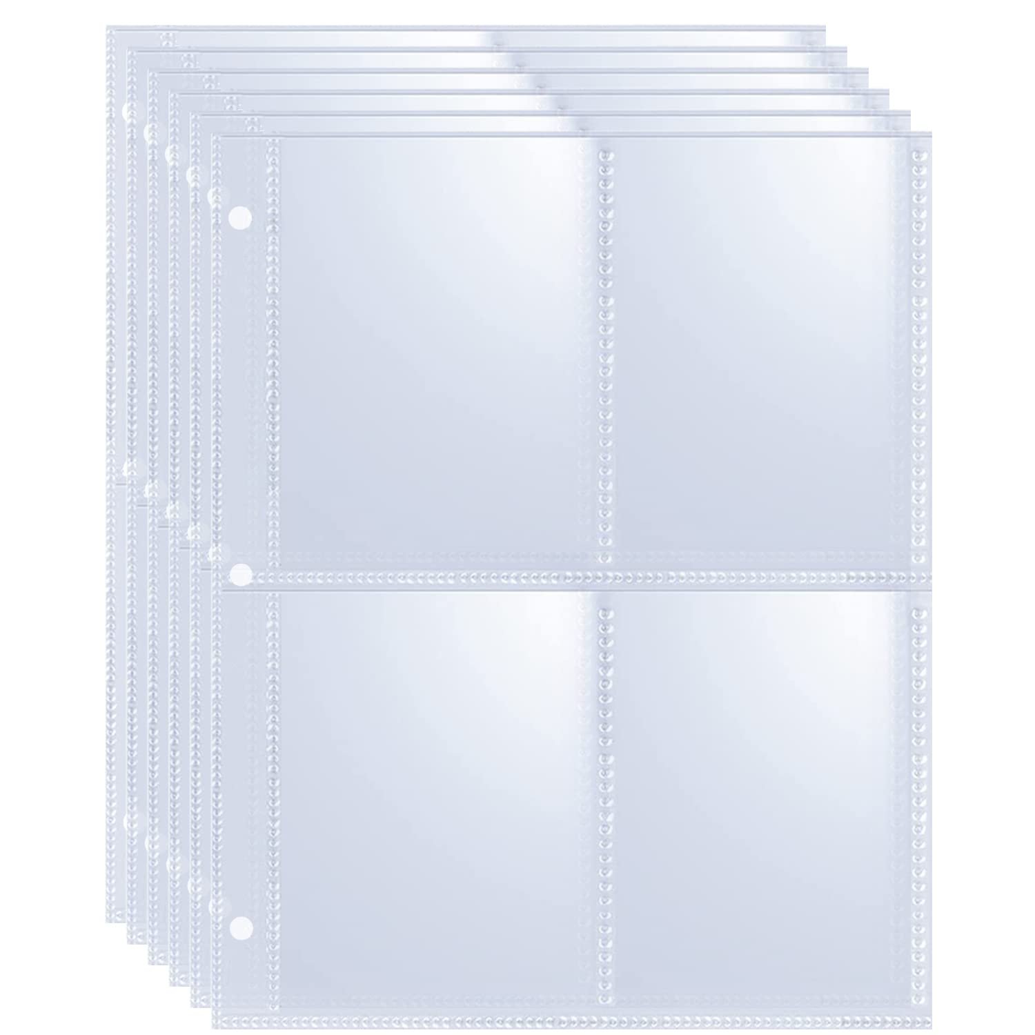 50 Pack 400 Pockets 2.5x3.5" Trading Card Sleeves,Double-Sided 4 Pocket 6.1x7.6" Page Protector,Ultra-Clear Pokemon Card Sheets for A5 Mini 3 Ring Binder