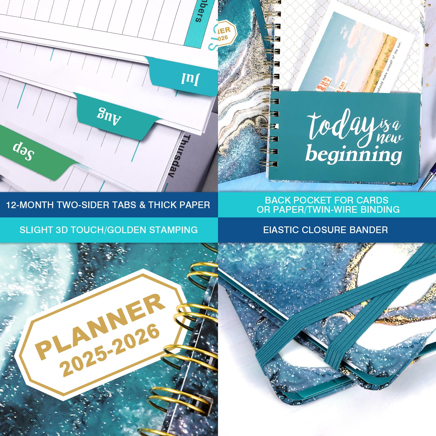 2023 Planner - Weekly Monthly Planner 2023 , January - December 2023, 6.4"x 8.5" Planner with Elastic Closure, Inner Pocket, Coated Tabs