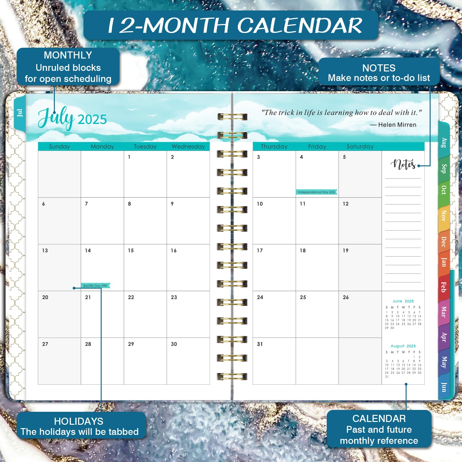 2023 Planner - Weekly Monthly Planner 2023 , January - December 2023, 6.4"x 8.5" Planner with Elastic Closure, Inner Pocket, Coated Tabs