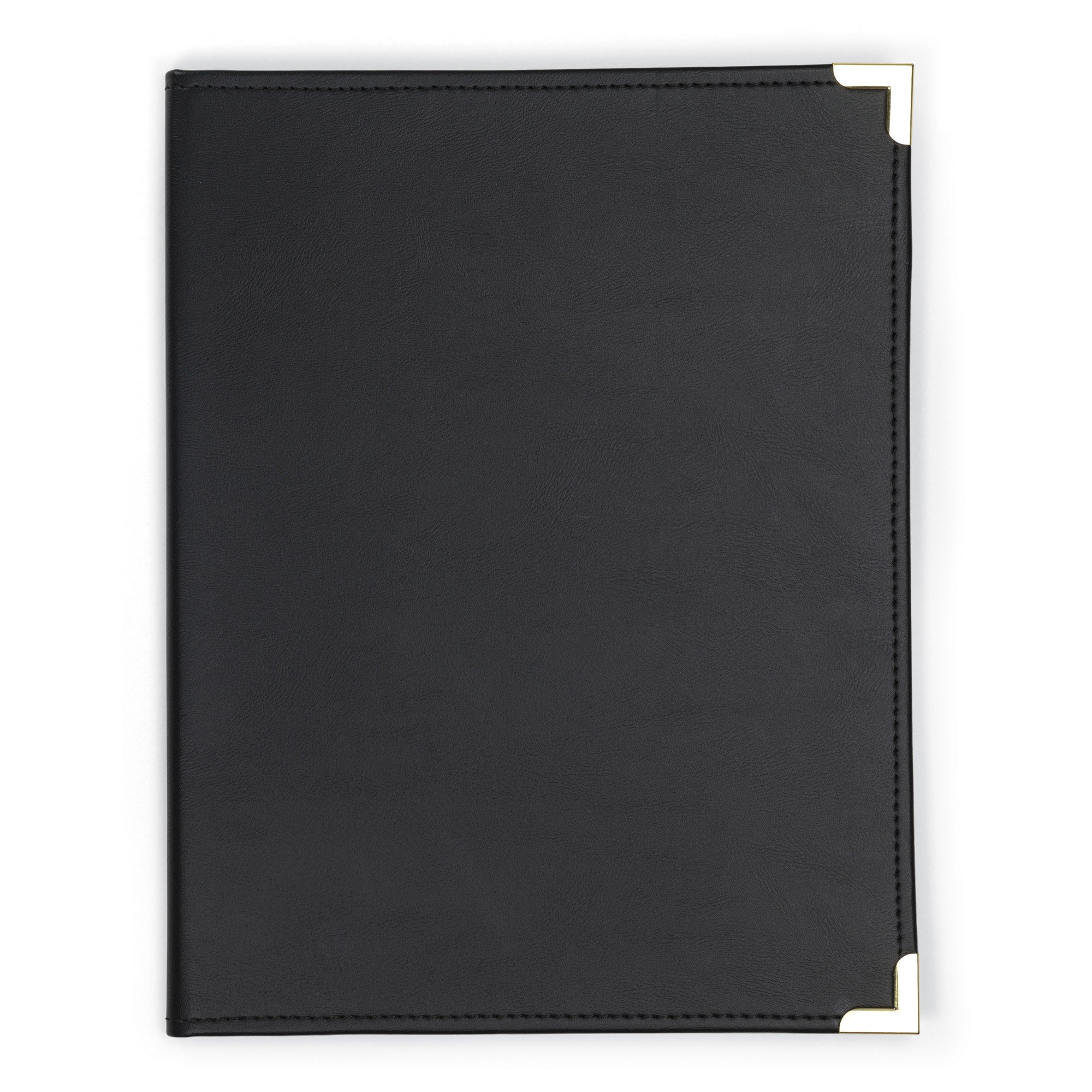 Samsill Classic Business Padfolio, Executive Portfolio, Black Faux Leather, Brass Corners, Resume Document Organizer, Holds 8.5 x 11β Writing Pad, Pen Loop