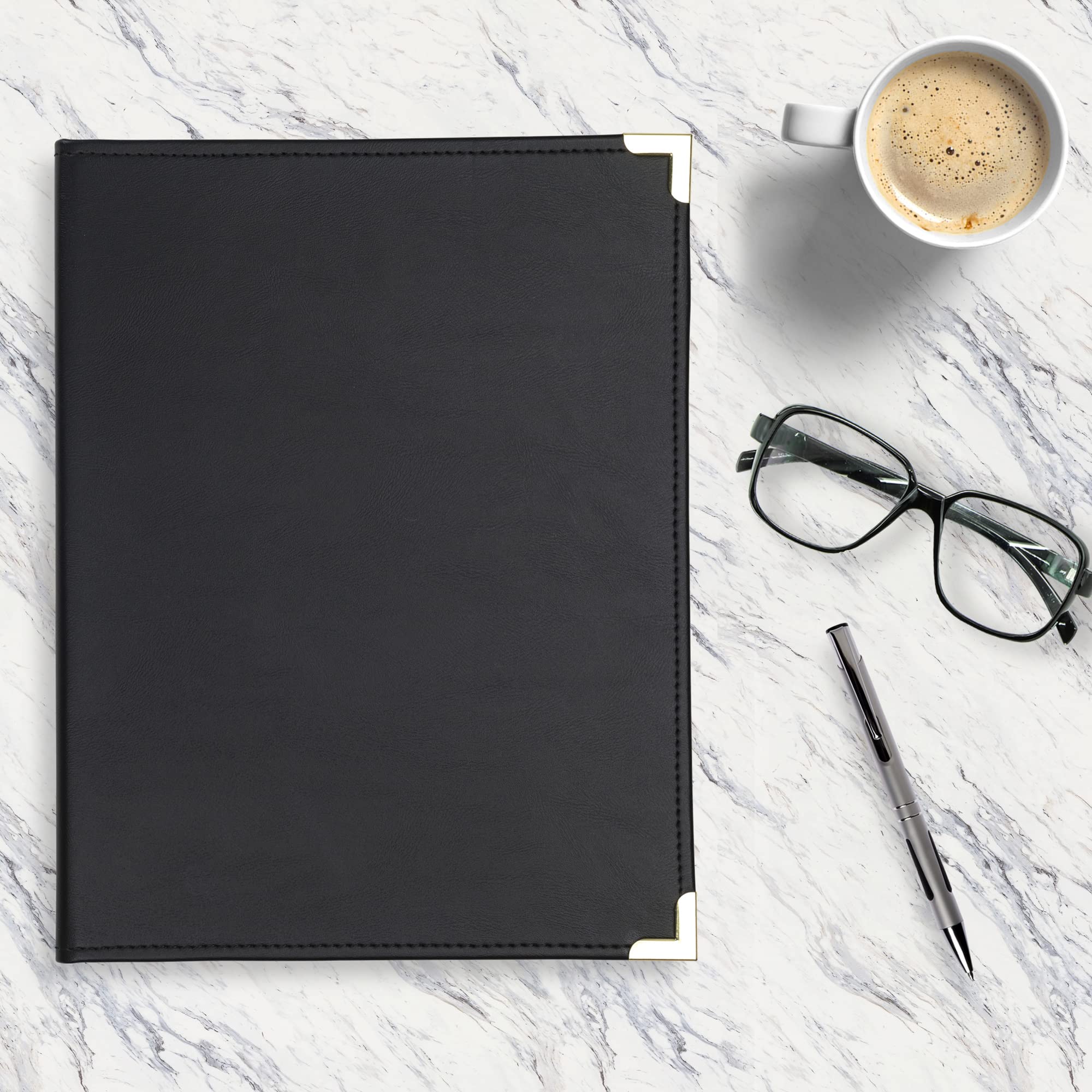 Samsill Classic Business Padfolio, Executive Portfolio, Black Faux Leather, Brass Corners, Resume Document Organizer, Holds 8.5 x 11β Writing Pad, Pen Loop