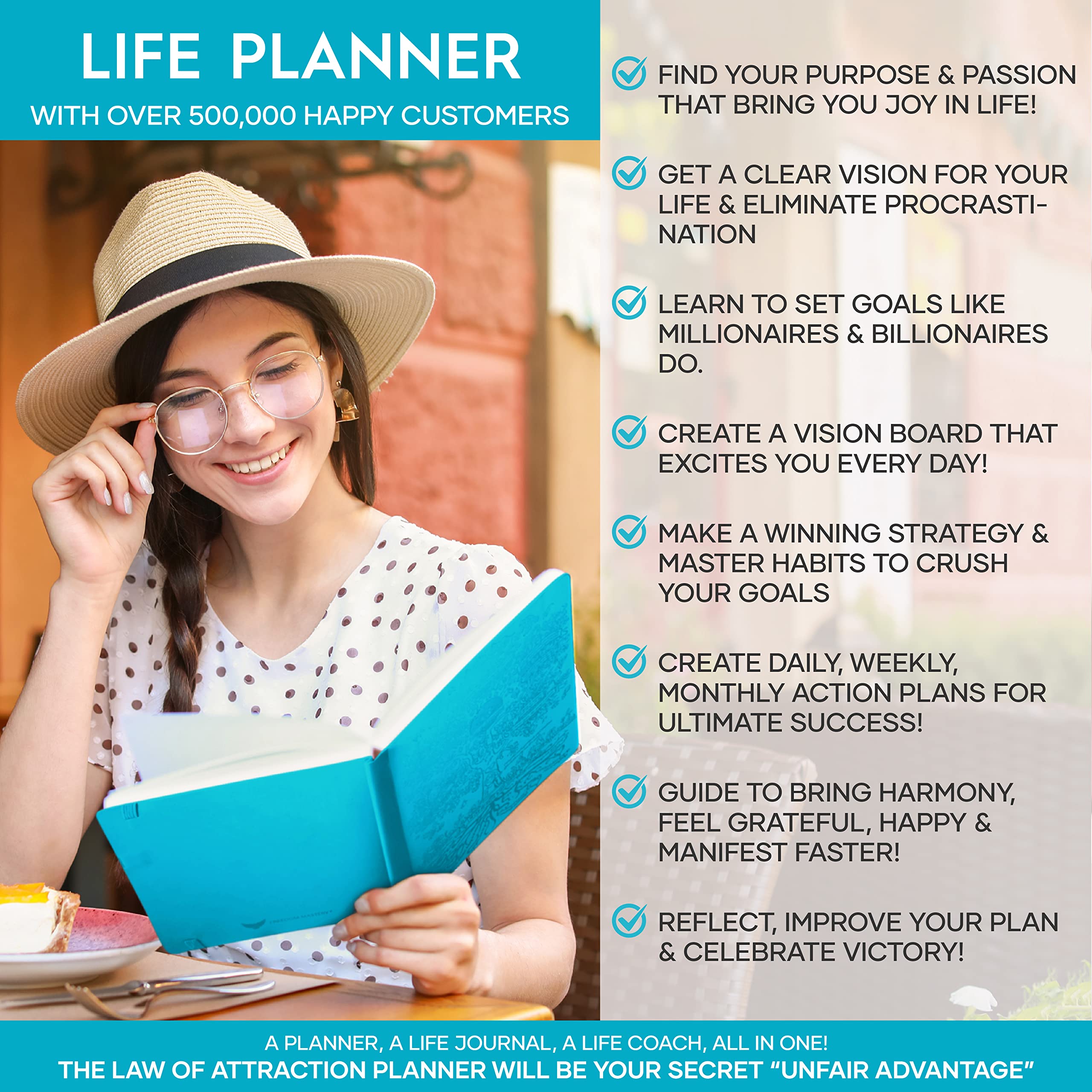 Law of Attraction Planner 2023 - Deluxe Weekly, Monthly Planner, a 12 Month Journey to Increase Productivity & Happiness, Life Organizer, Gratitude Journal, Stickers, Gift Box