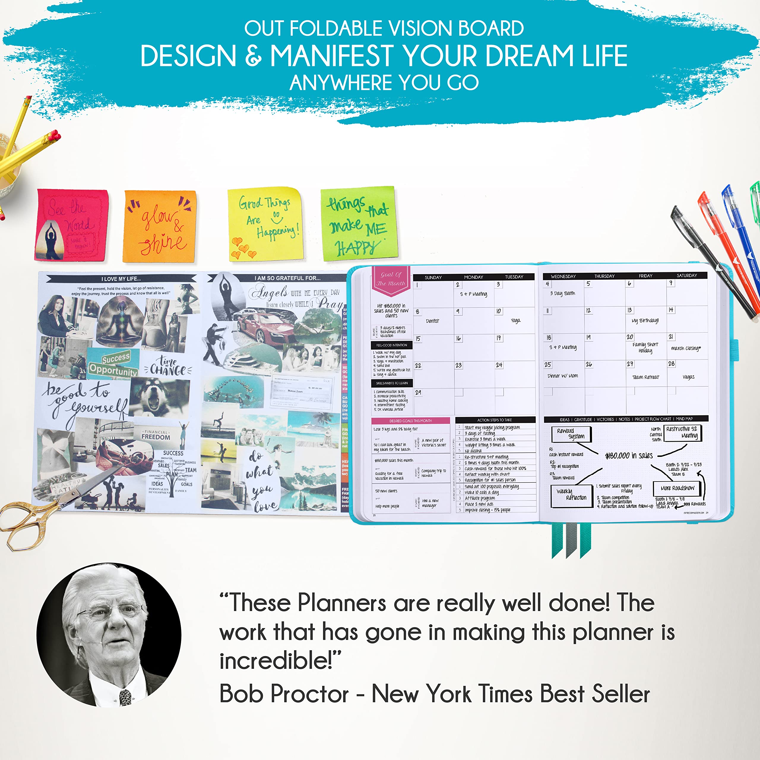Law of Attraction Planner 2023 - Deluxe Weekly, Monthly Planner, a 12 Month Journey to Increase Productivity & Happiness, Life Organizer, Gratitude Journal, Stickers, Gift Box