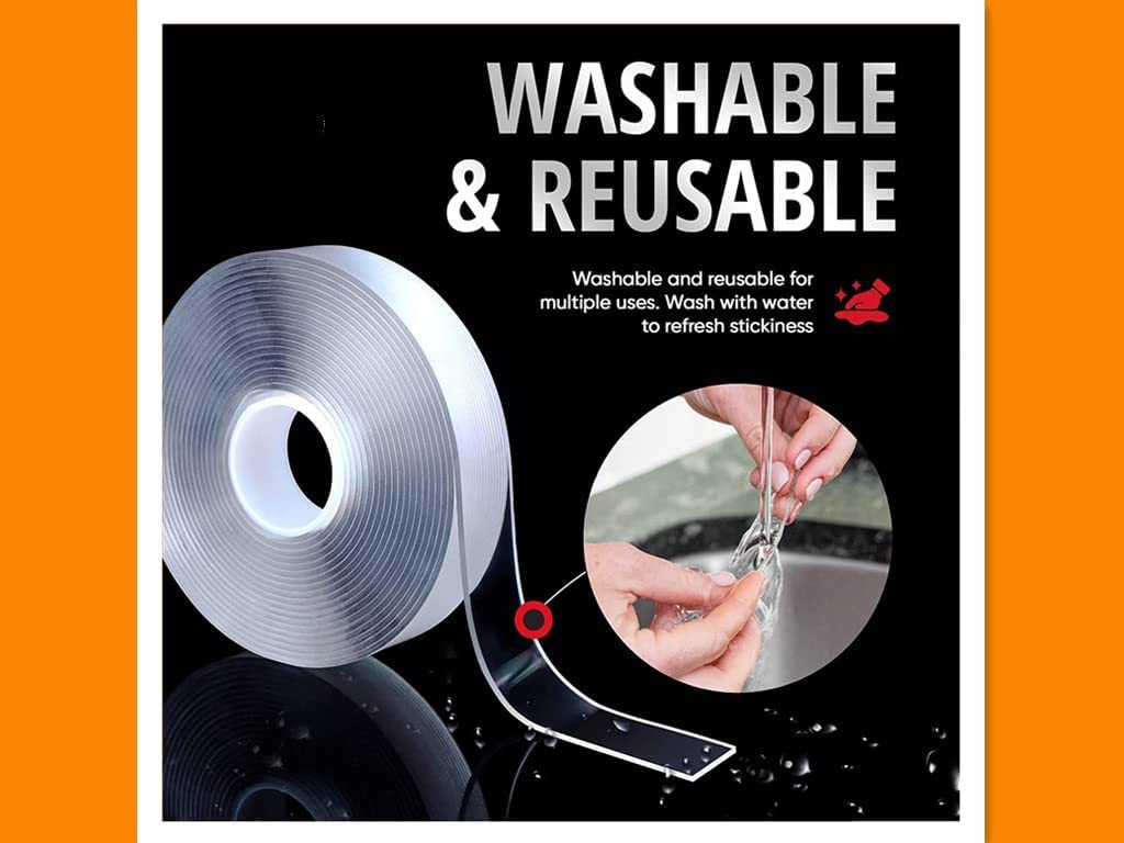 CNGRESIKFXC Double Sided Adhesive Tape Household Multi-Purpose Removable Installation Tape, Used for Poster Carpet Tape, Reusable Solid Wall Tape, Transparent Adhesive