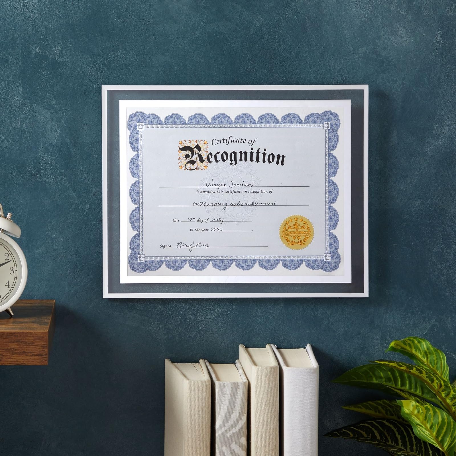 48 Sheets Blue Certificate of Recognition Award Paper with Gold Foil Sticker Seals for Graduation Diploma, Achievements (8.5 x 11 in)