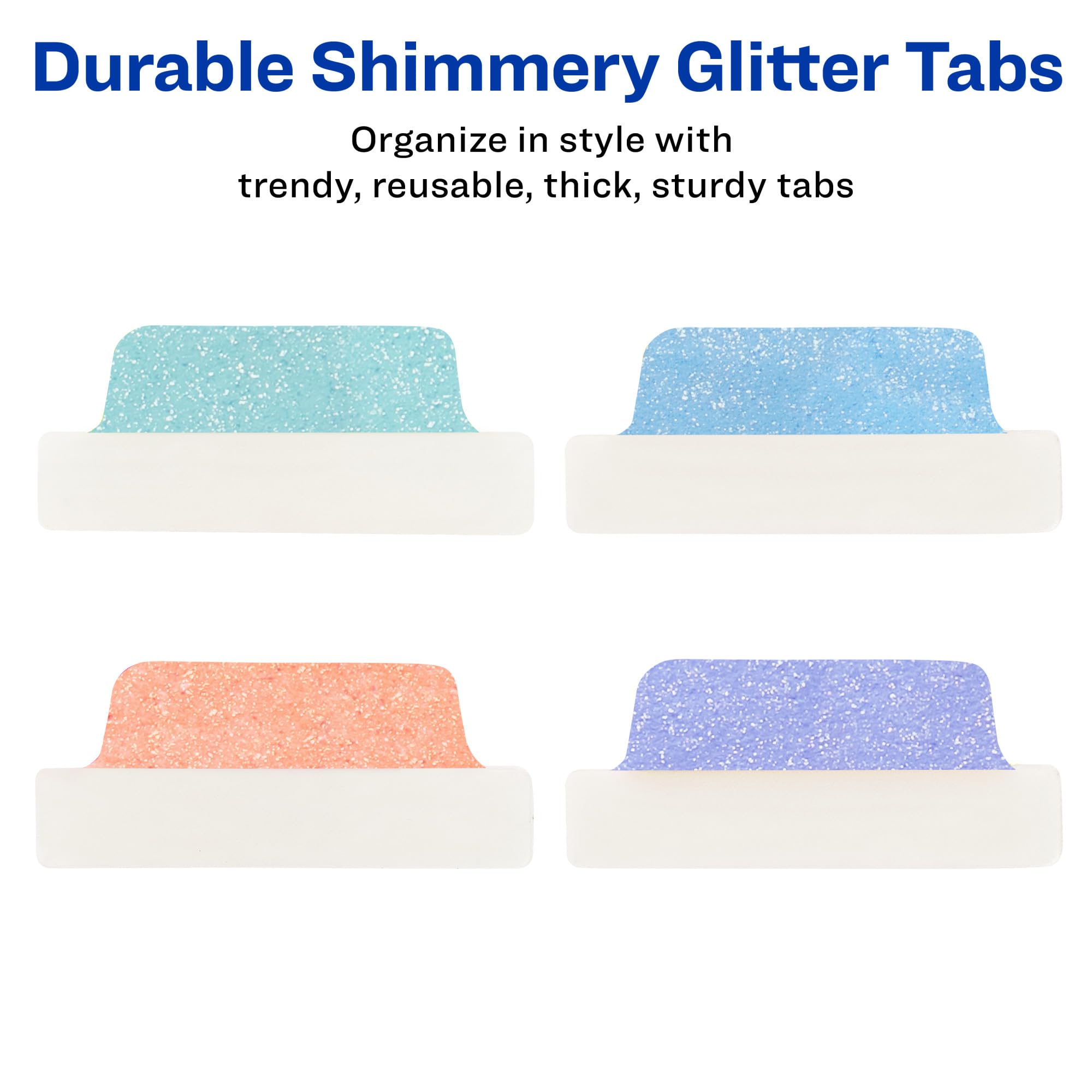 Avery Margin Ultra Tabs, 2.5" x 1", Pastel Sparkle Shimmer Designs, 16 Repositionable Page Tabs (74150)