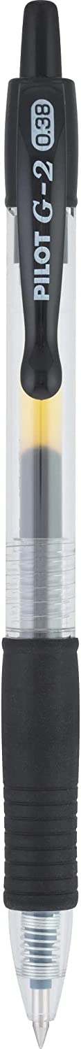 Pilot G2 pens retractable Gel Roller ballpoint 0.38 pt Black & Blue Bundle, (Pack of 6)