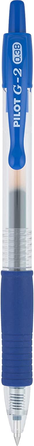 Pilot G2 pens retractable Gel Roller ballpoint 0.38 pt Black & Blue Bundle, (Pack of 6)