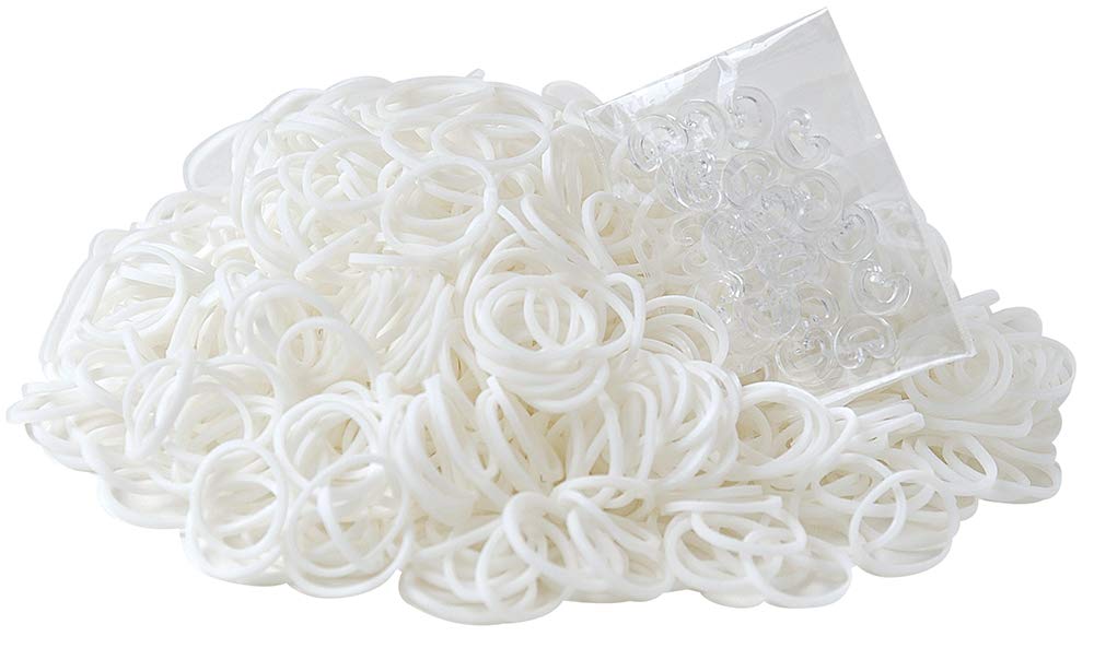 The Beadery White Wonderloom Bands, 600 RubberBand & 24 Clip