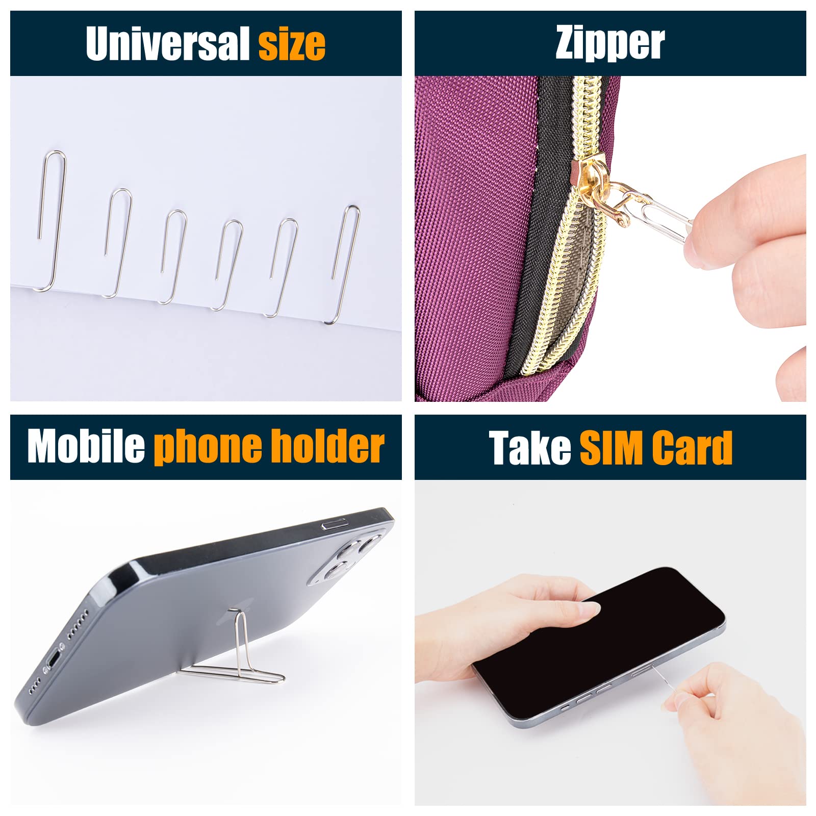 700 Paper Clips, Assorted Sizes Medium and Jumbo Size, for Office School and Home Use(28 mm, 33mm, 50 mm) (Silver)