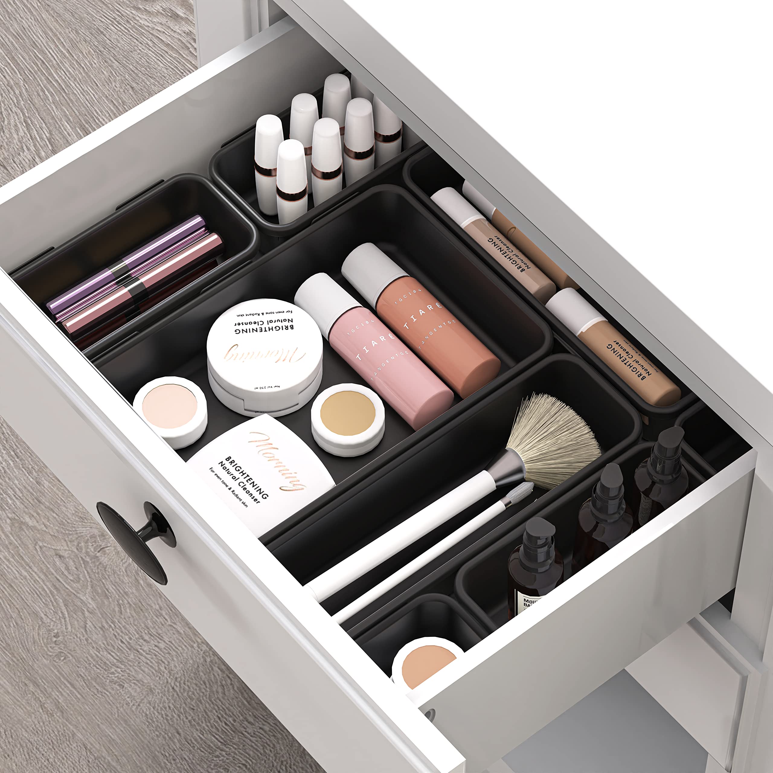 Simple Houseware Black Desk Drawer Organizer, 10 pack(3S, 3M, 3L, 1XL)