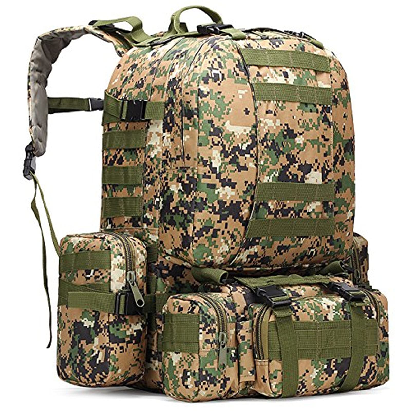 DTKJ 50L Tactical Backpack,Molle Backpack,4 in 1 Military Bag,Outdoor Sport Hiking Climbing Army Backpack Camping Bags
