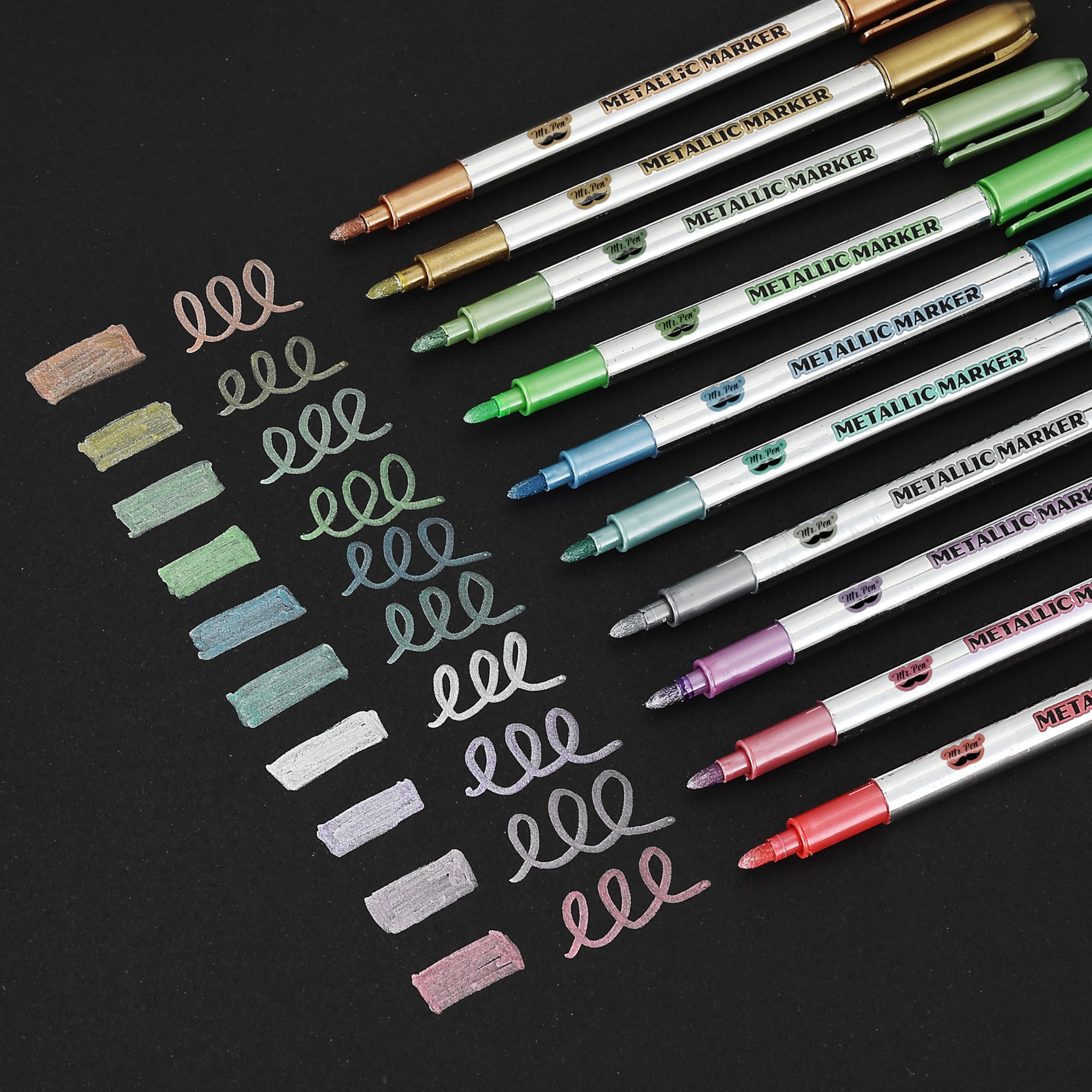 Mr. Pen- Metallic Paint Markers,10 Colors, Metallic Markers for Black Paper, Rock Painting, Card Making, Ceramics, Metal, Glass, DIY Photo Album, Scrapbooking Supplies, Metallic Non-Permanent Markers