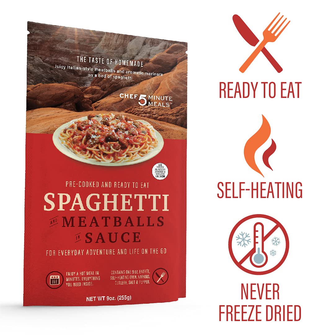 Chef 5 Minute Meals Spaghetti with Meatballs in Sauce Backpack Meals