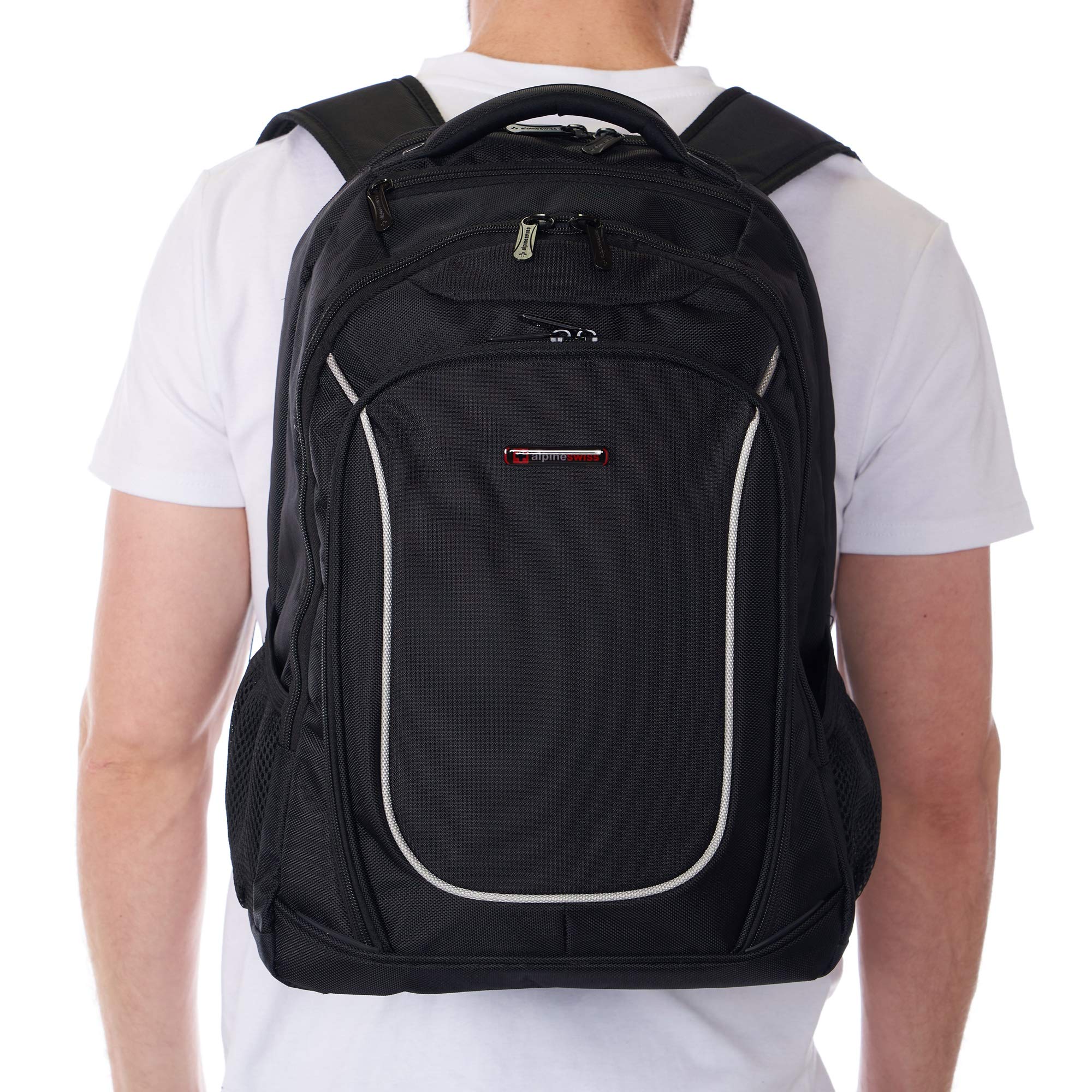 Alpine Swiss Oneida 15.6" Laptop Backpack With Tablet Sleeve & Mfg Warranty Black